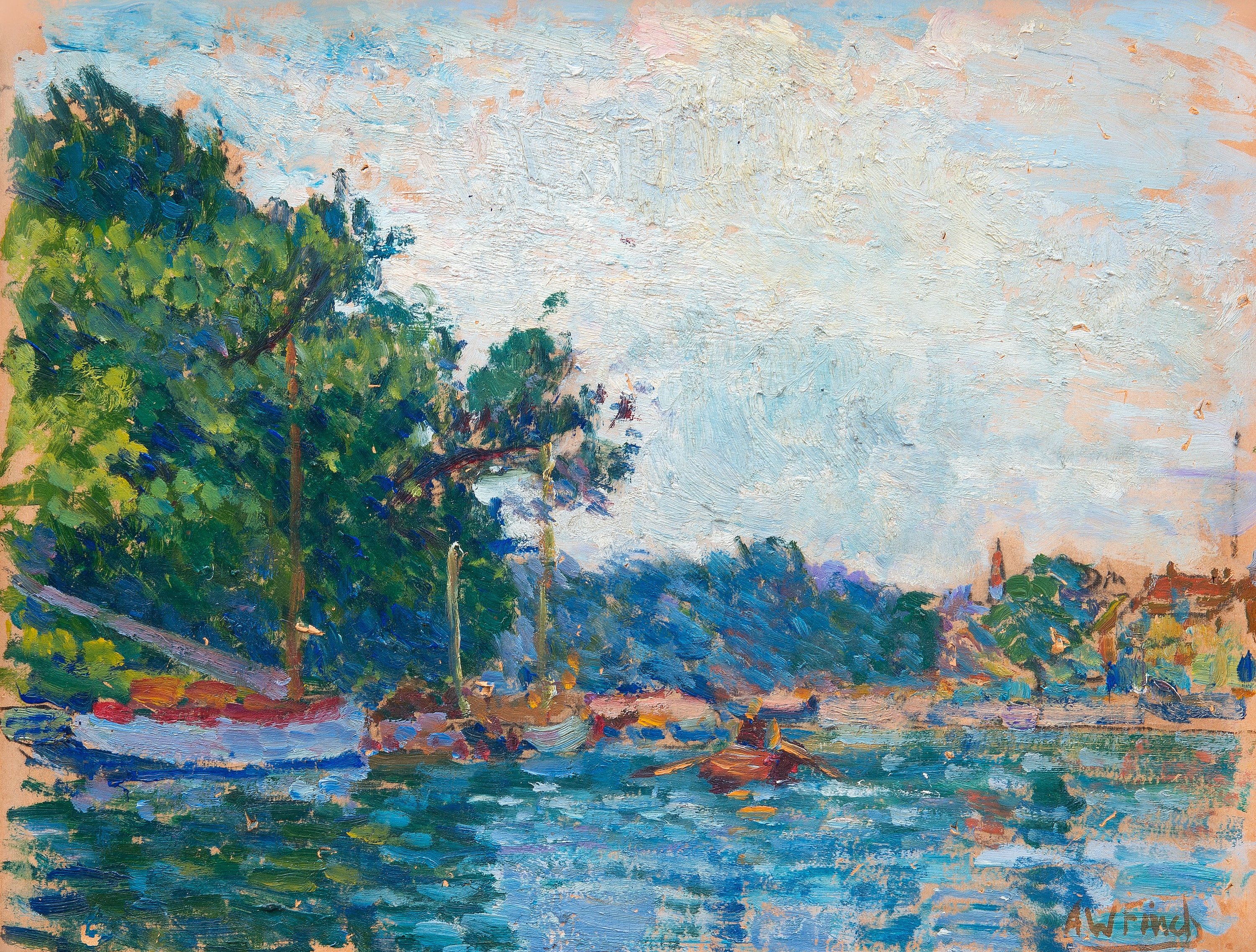 Alfred William Finch, "THAMES TWICKENHAMIN TIENOILLA, 1909". - Bukowskis