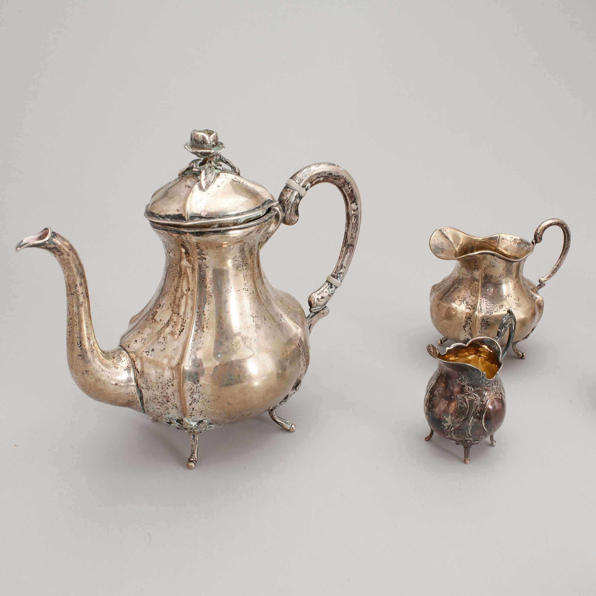 PARTI SILVER, 7 delar, bl.a. GEWE Malmö, 1969. Vikt ca 1221 gram ...