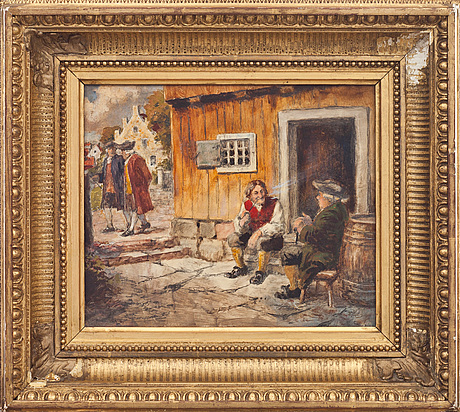 EMIL ÅBERG, blandteknik på pannå, signerad. - Bukowskis