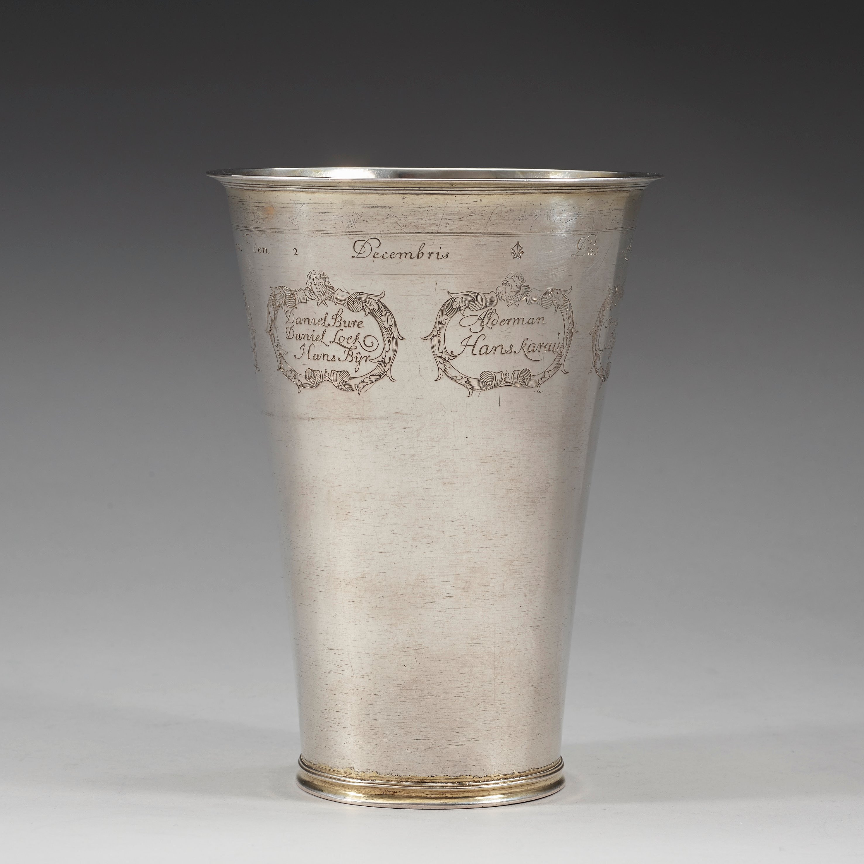 A Swedish early 18th century guild-beaker, marks of Henning Petri ...