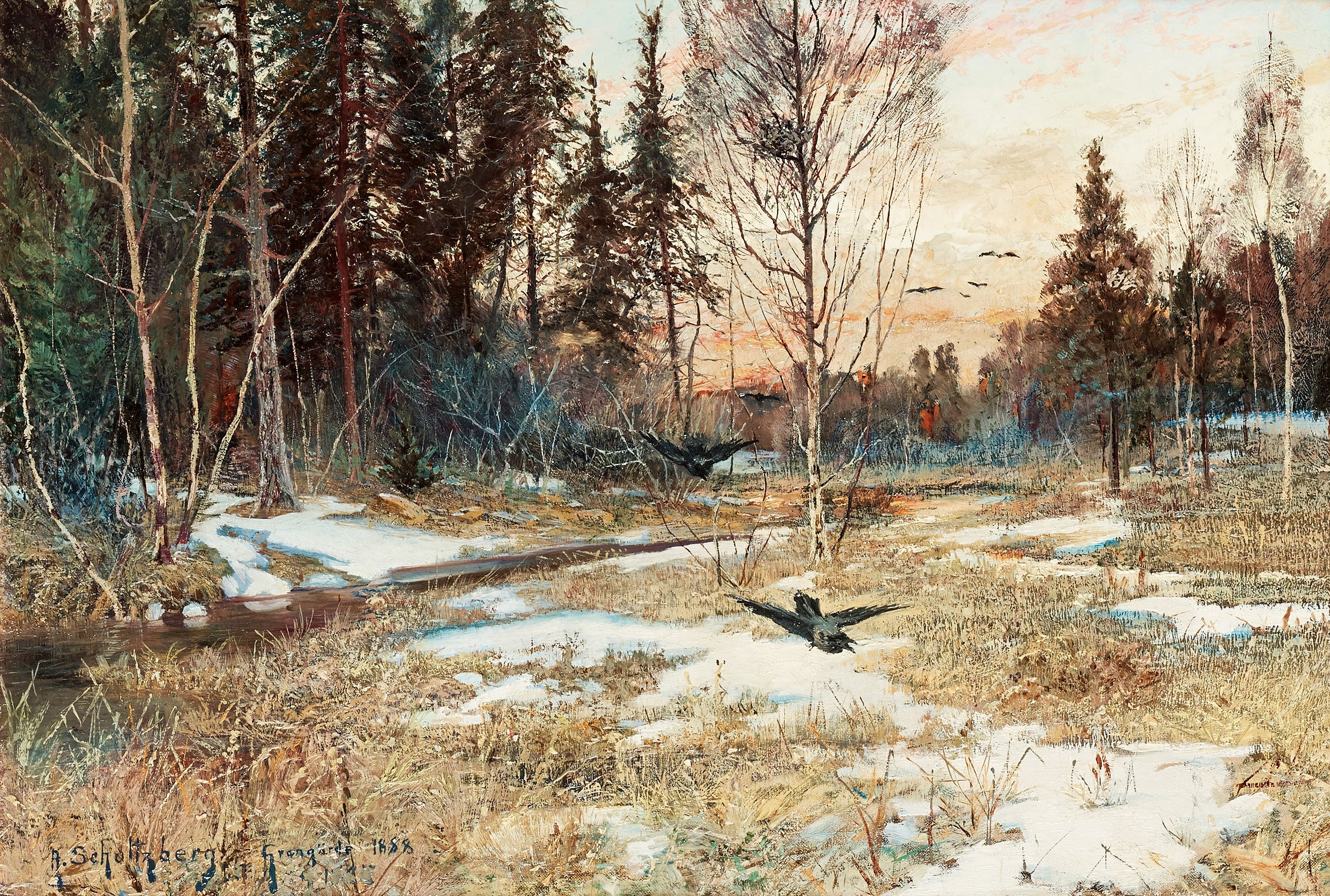 Anshelm Schultzberg, Vårlandskap, Grangärde. - Bukowskis
