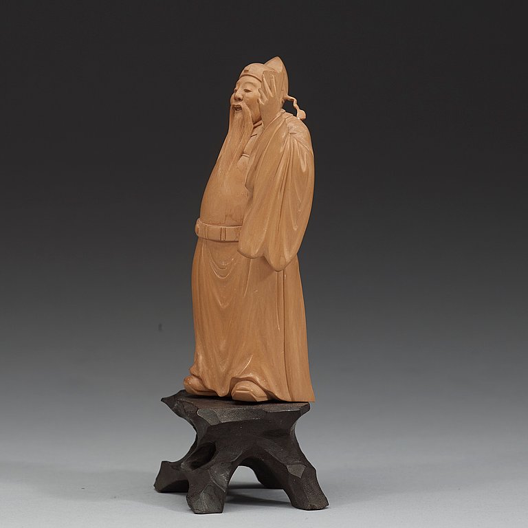 A finely carved boxwood figure of the Tang poet Li Bai (Li Bo, 701-762 ...
