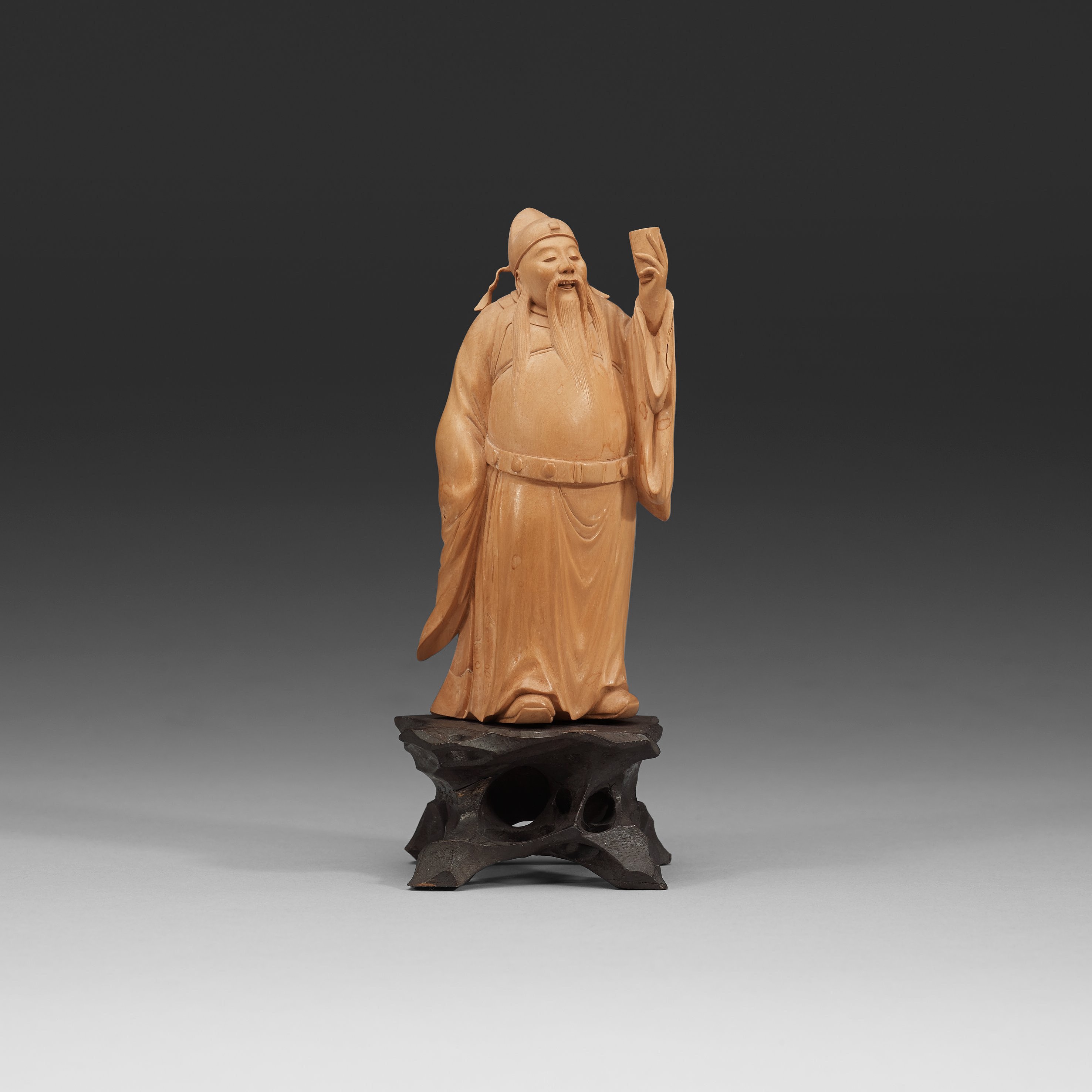 A finely carved boxwood figure of the Tang poet Li Bai (Li Bo, 701-762 ...