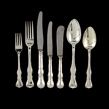 BESTICKUPPSÄTTNING, 77 delar, silver, "Prins Albert", GAB, 1900-talets fjärde kvartal. Total ...