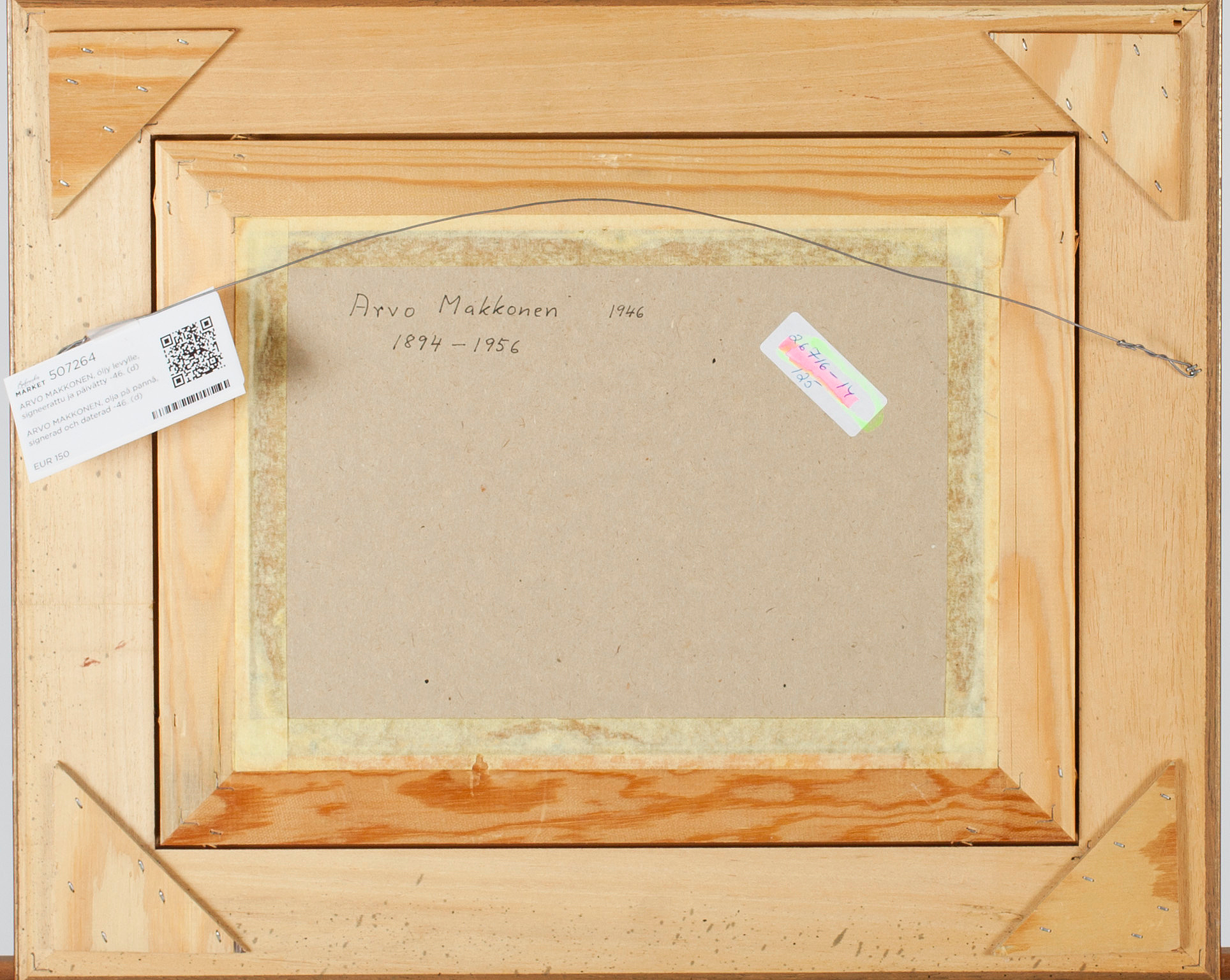 ARVO MAKKONEN, olja på pannå, signerad och daterad -46. - Bukowskis
