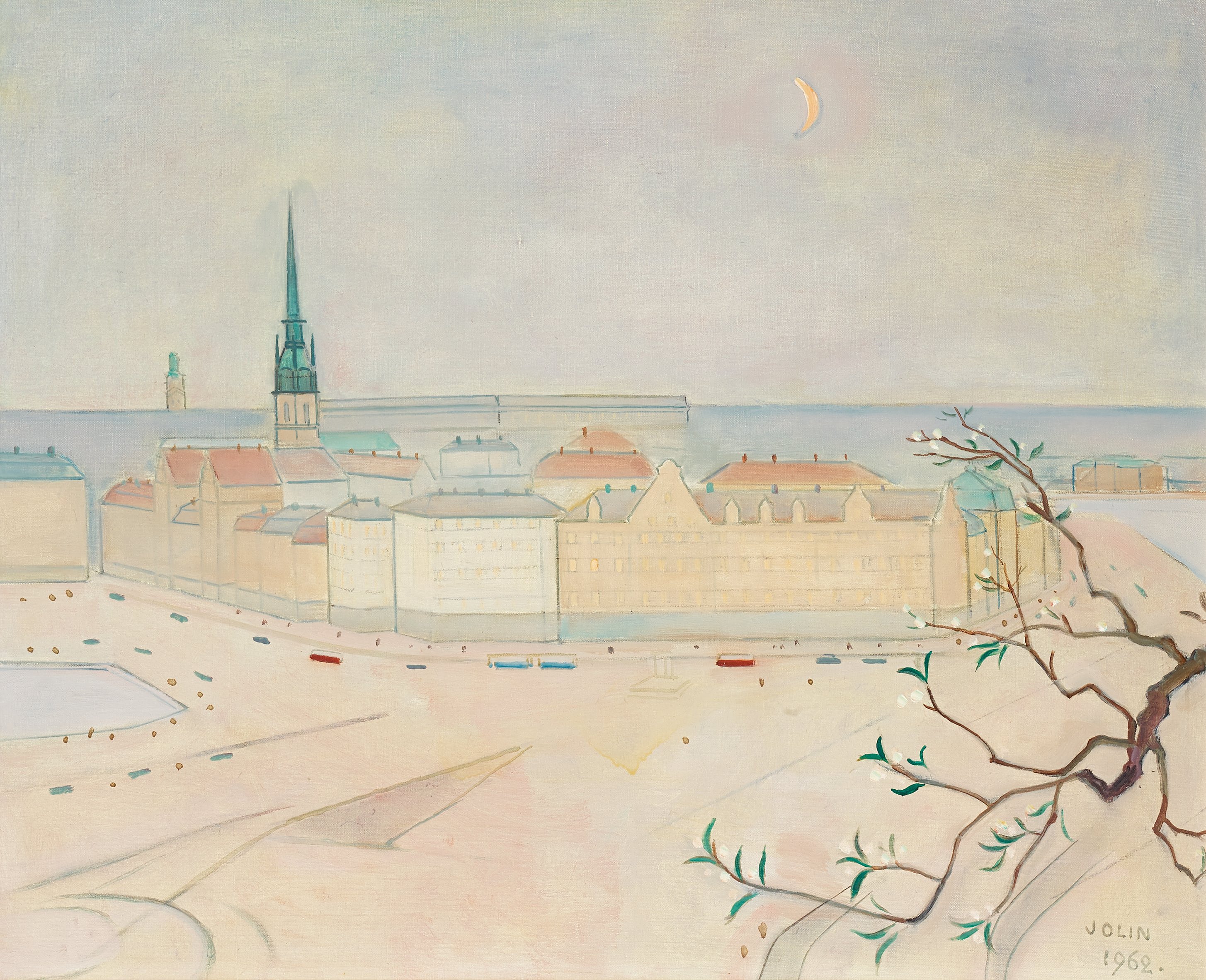 Einar Jolin, Stockholmsvy i månsken. - Bukowskis
