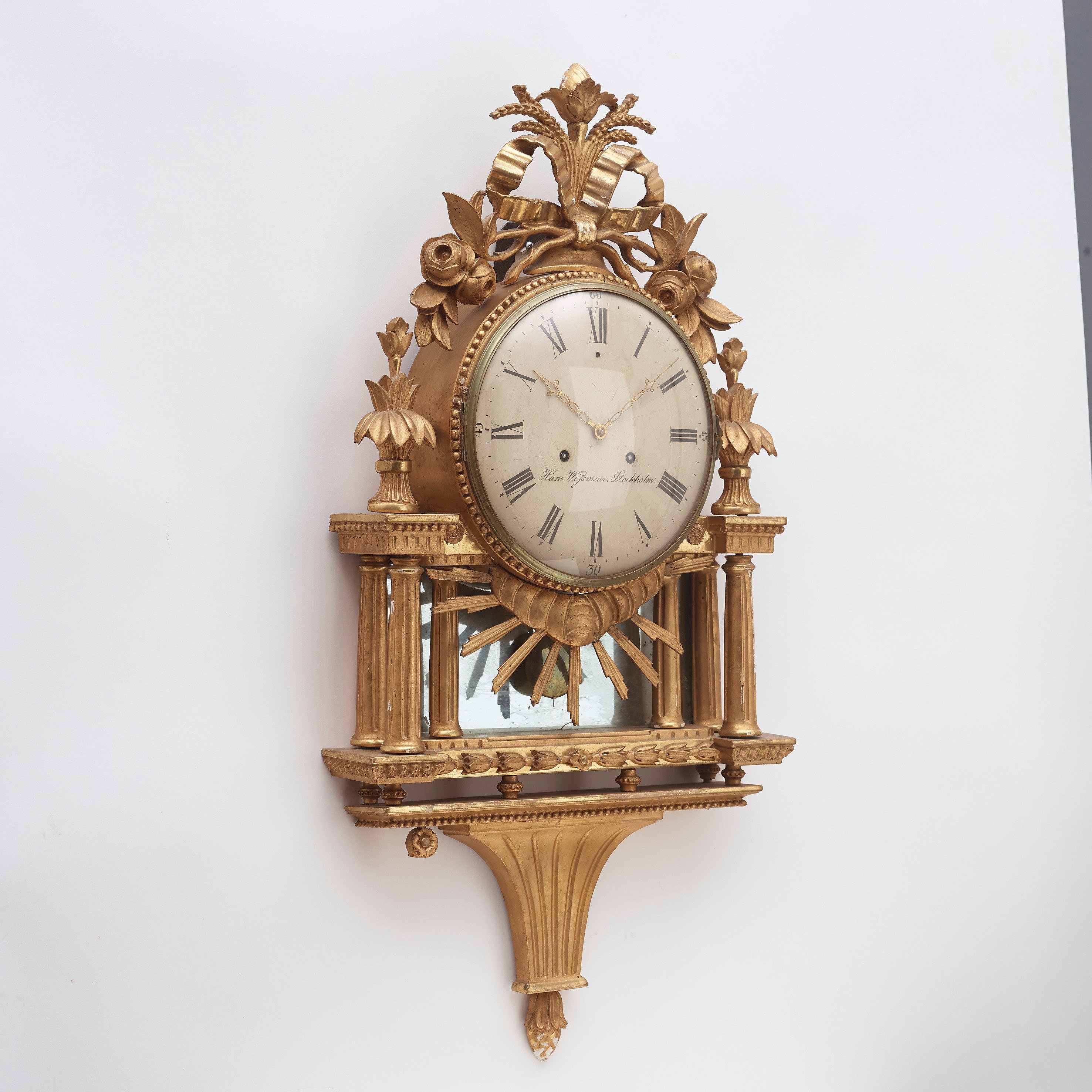 A late Gustavian wall clock by Hans Wessman, master 1787. - Bukowskis