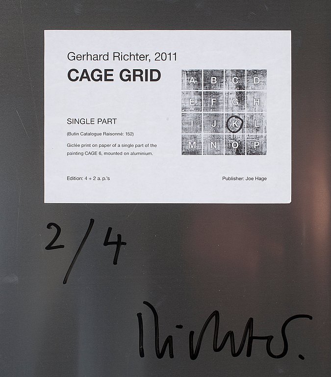 Gerhard Richter, CAGE GRID II (Single part K). - Bukowskis
