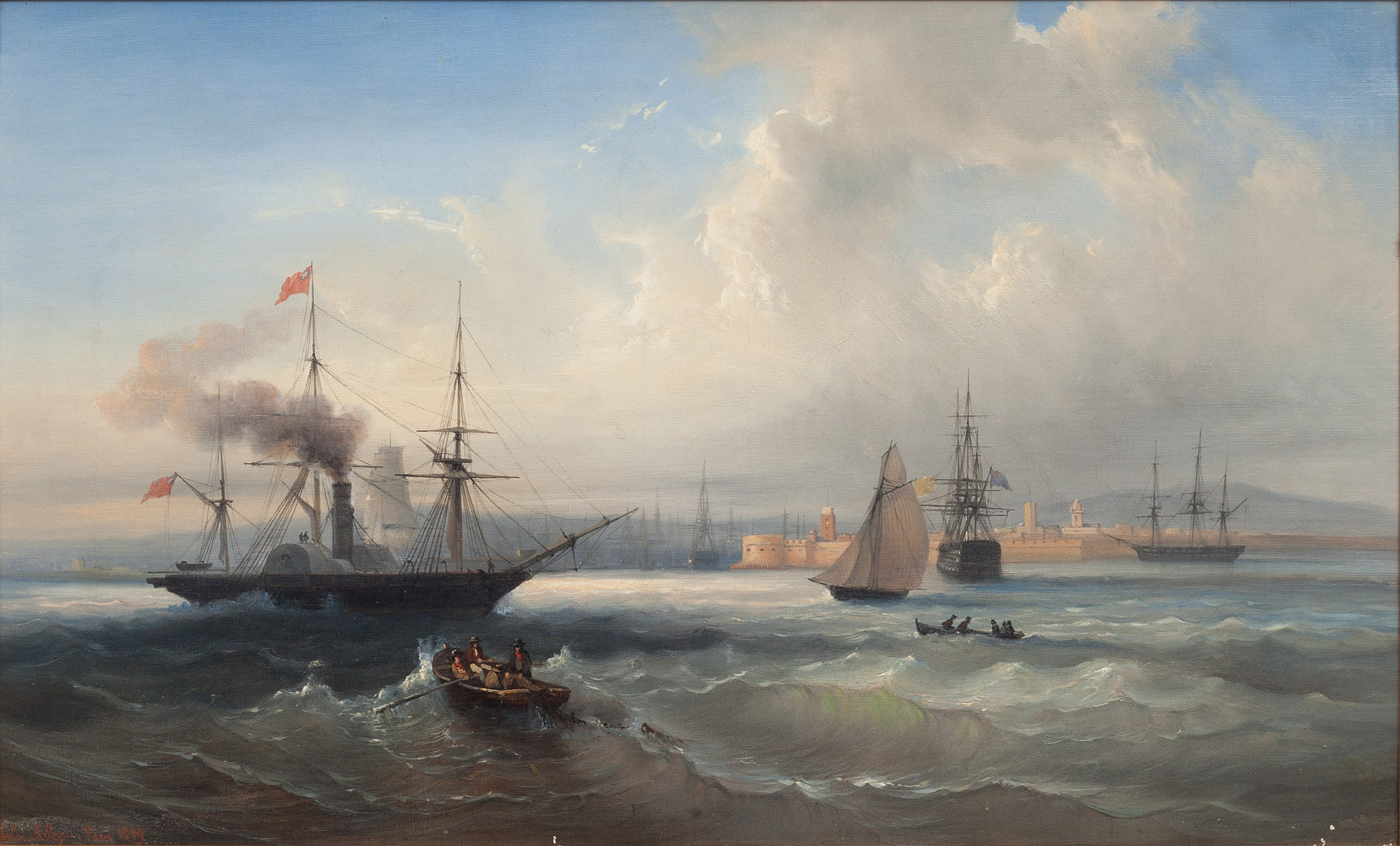 Anton Melbye, Ships off the coast of France. - Bukowskis