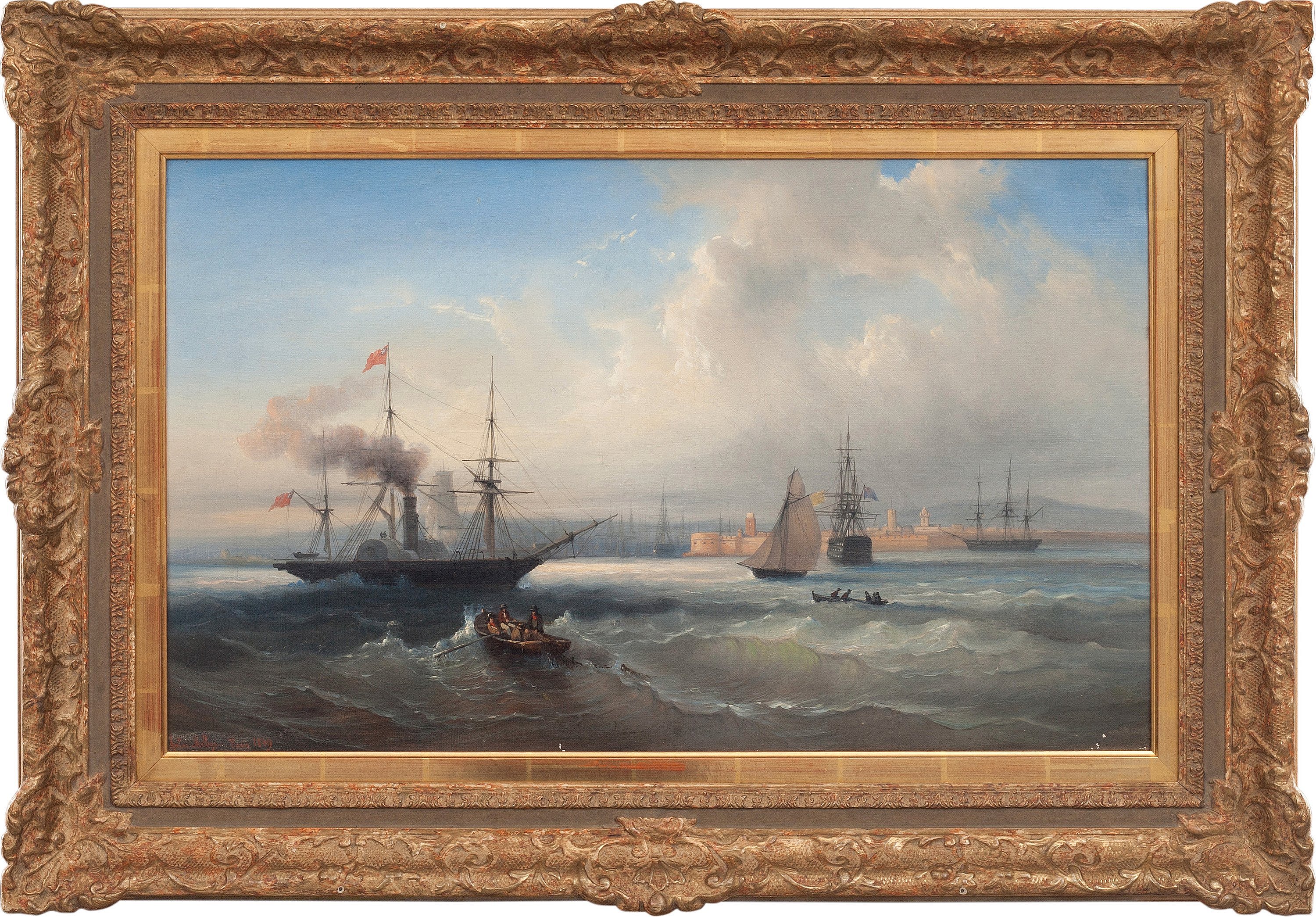 Anton Melbye, Ships off the coast of France. - Bukowskis