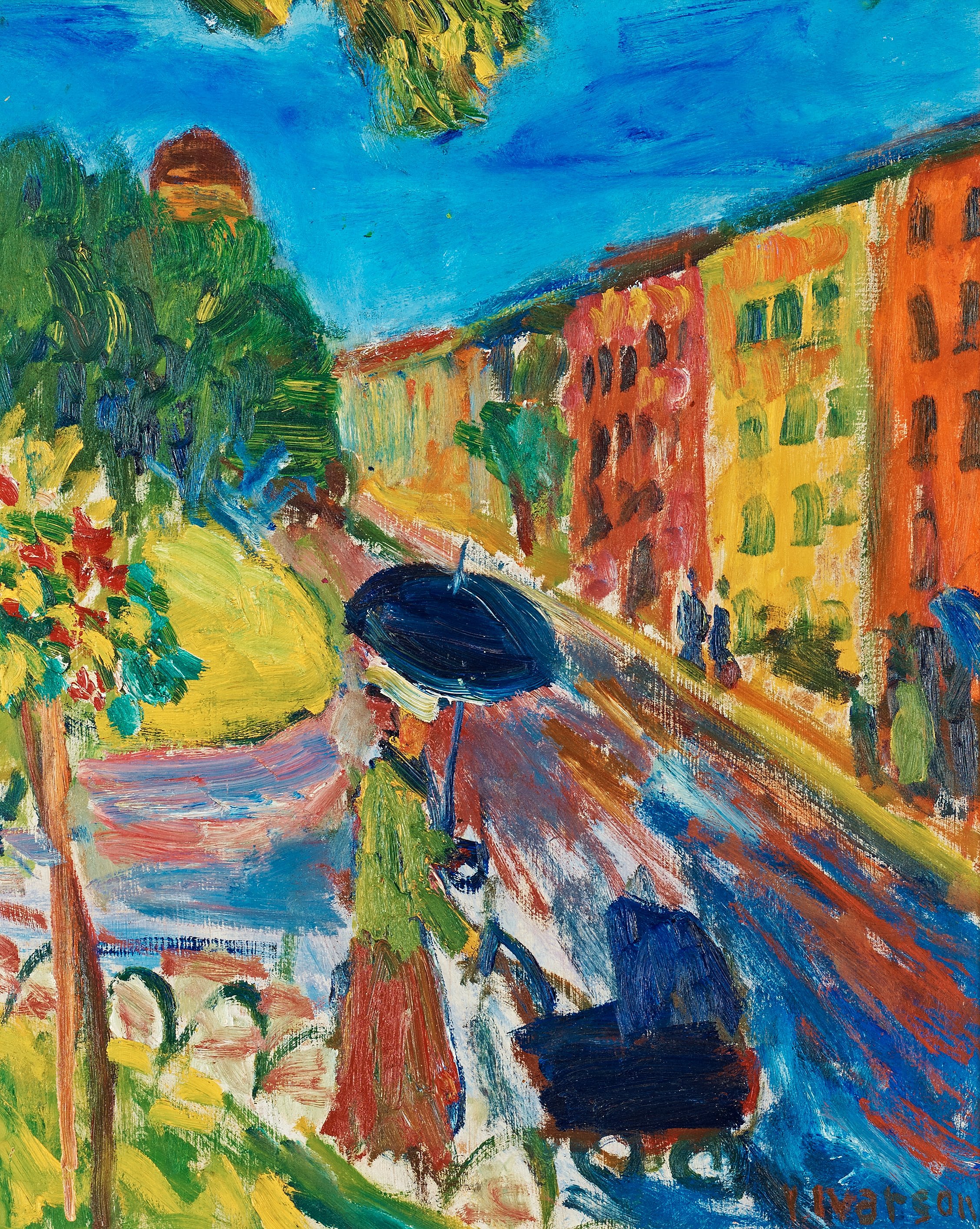 Ivan Ivarson, Kvinna med barnvagn på promenad. - Bukowskis