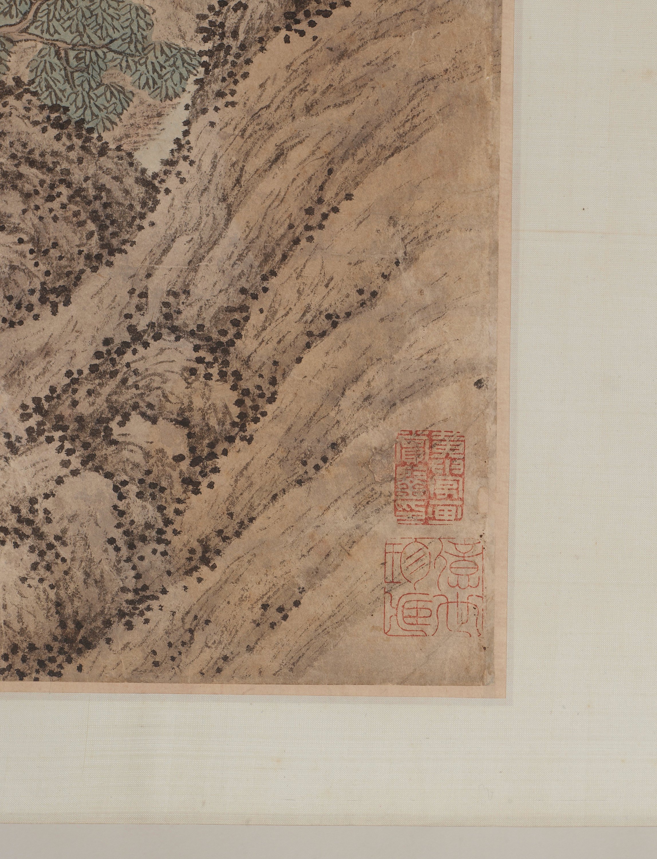 A handscroll of figures in a landscape, and with calligraphy, Qing ...