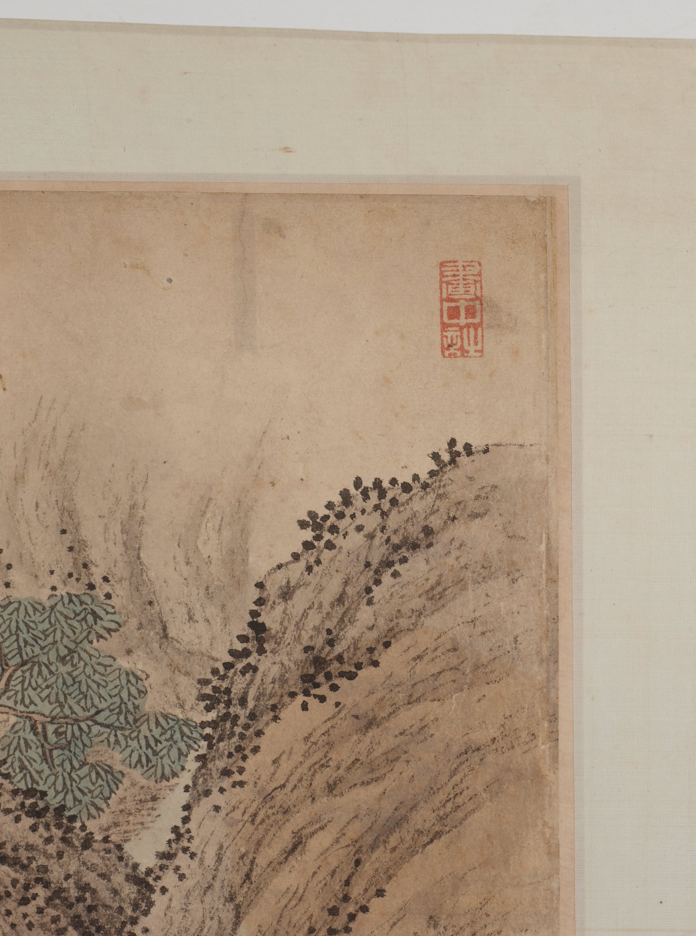 A handscroll of figures in a landscape, and with calligraphy, Qing ...