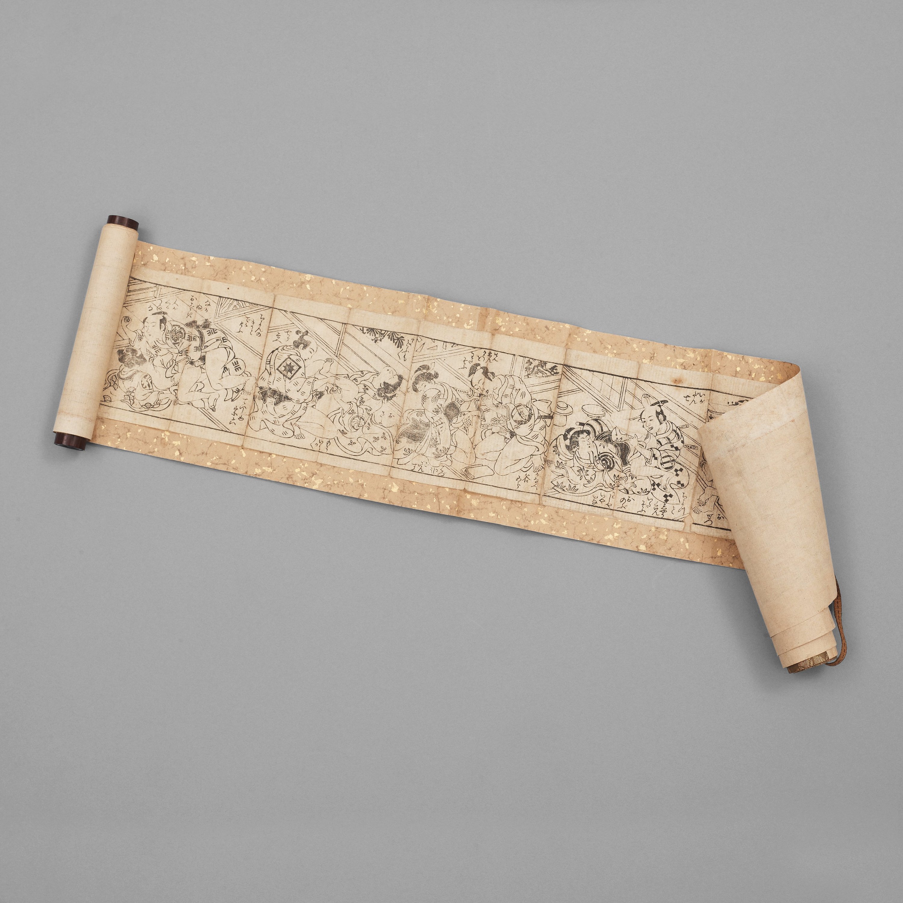 A hand scroll with shunga woodblock prints, Japan 18th or 19th Century ...