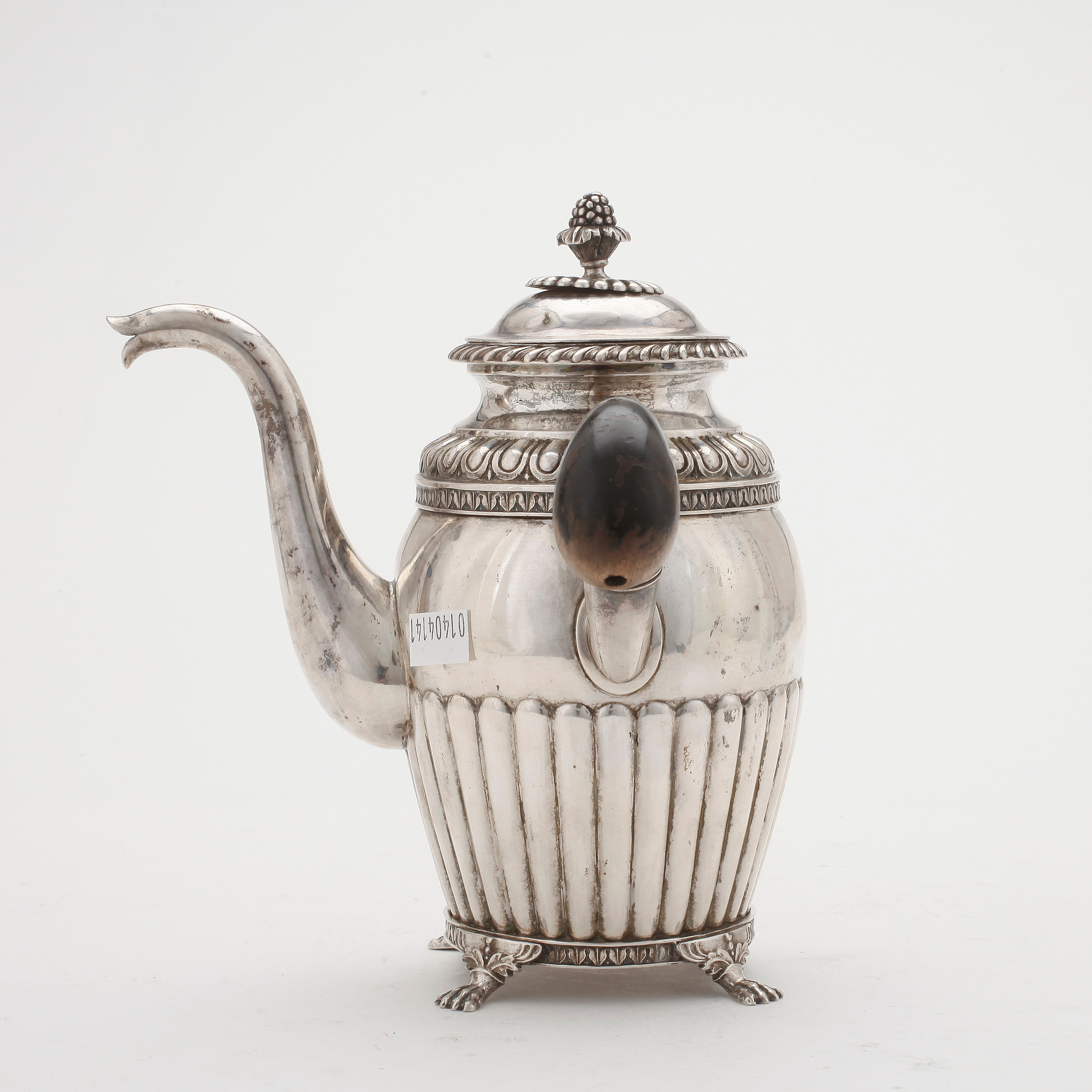CHOKLADKANNA, silver, Gustaf Folcker, Stockholm, 1834. Vikt ca 430g ...