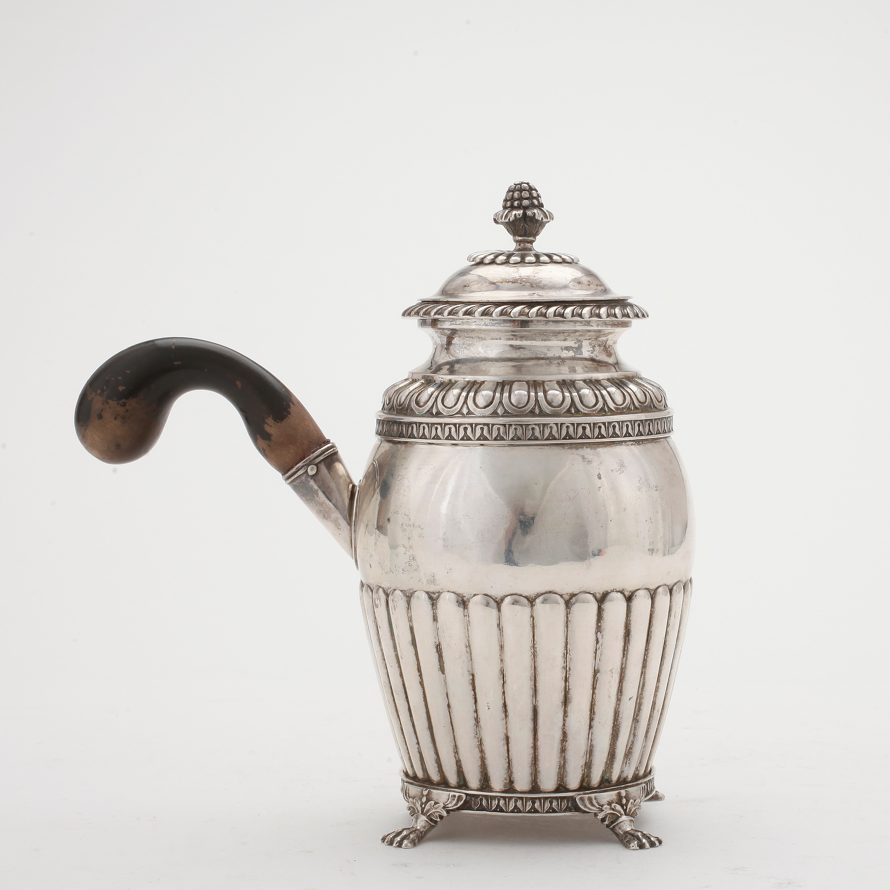 CHOKLADKANNA, silver, Gustaf Folcker, Stockholm, 1834. Vikt ca 430g ...