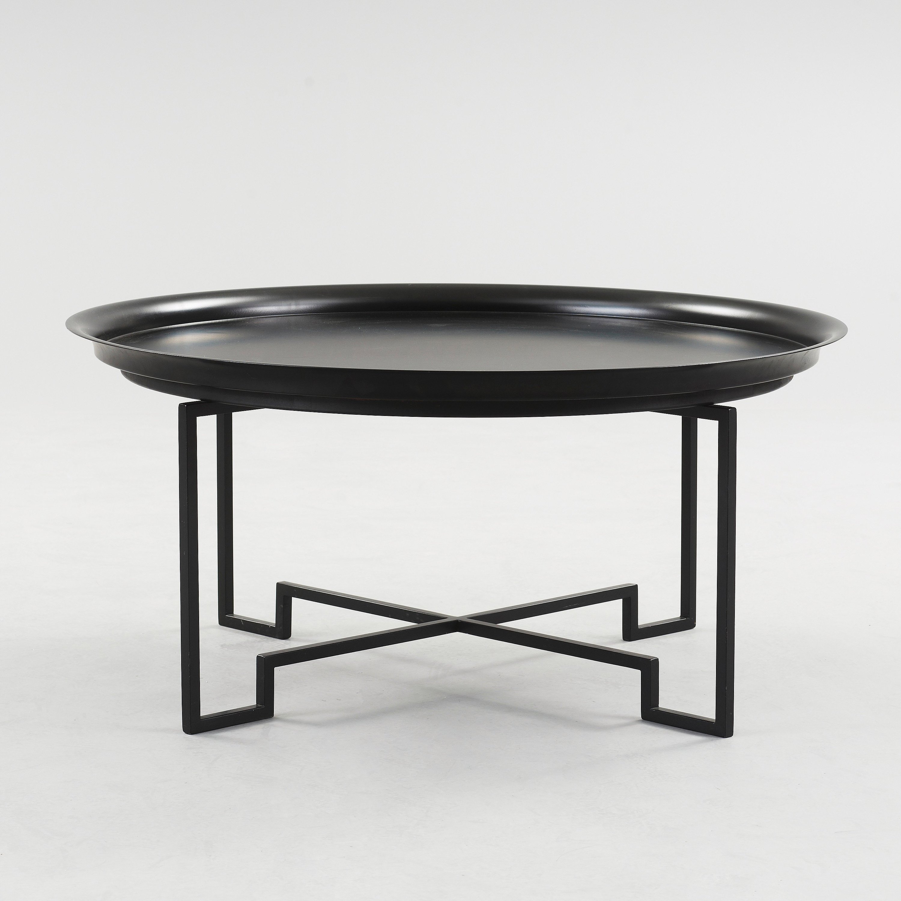 A Per Öberg black lacquered tin and iron sofa table, Svenskt Tenn, post ...