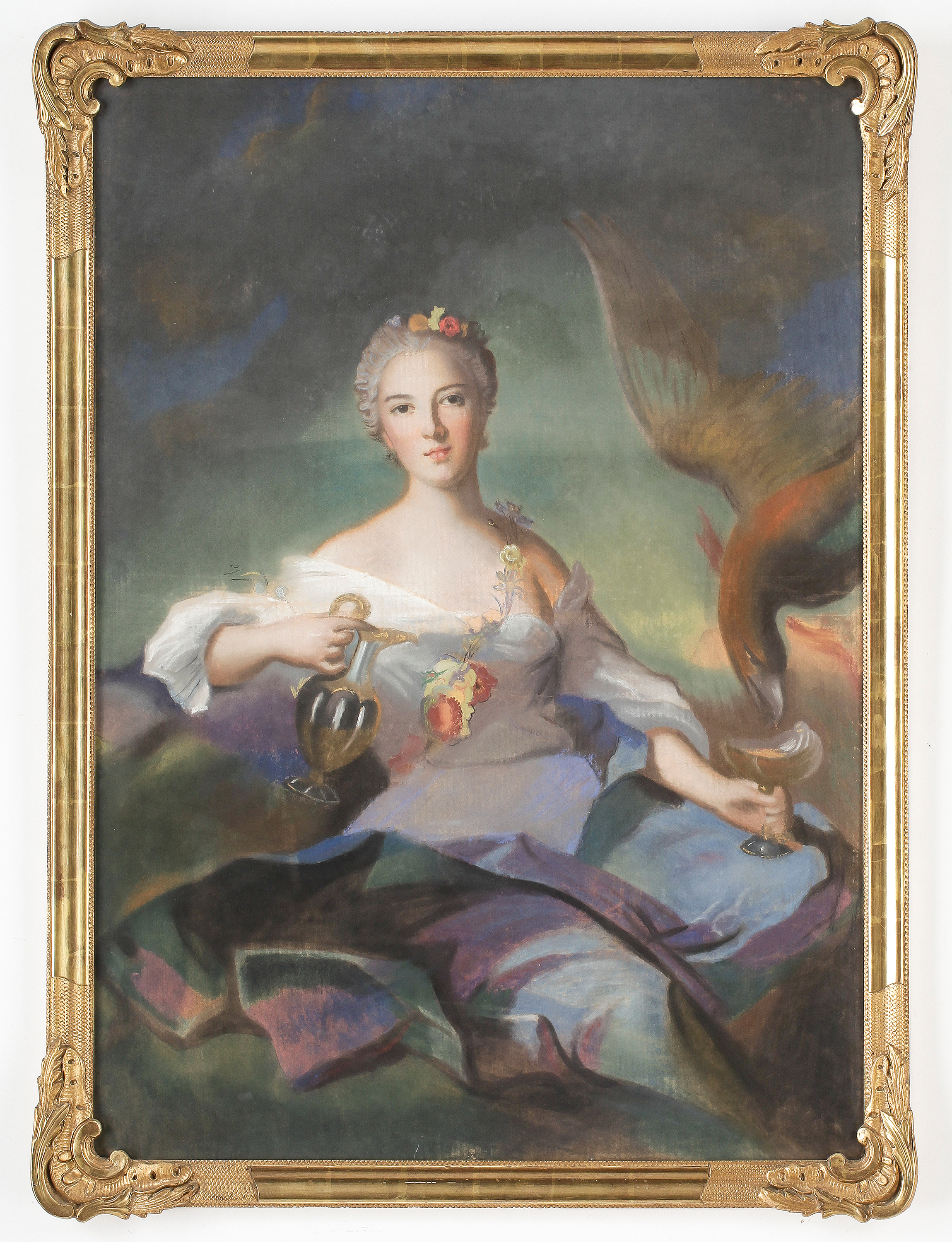 JEAN-MARC NATTIER, kopia efter, pastell, otydligt signerad, 1900-tal ...