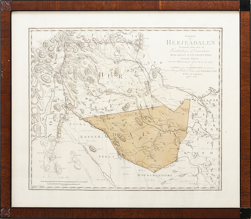 KARTA, Härjedalen, F.A.U Cronstedt 1797. - Bukowskis