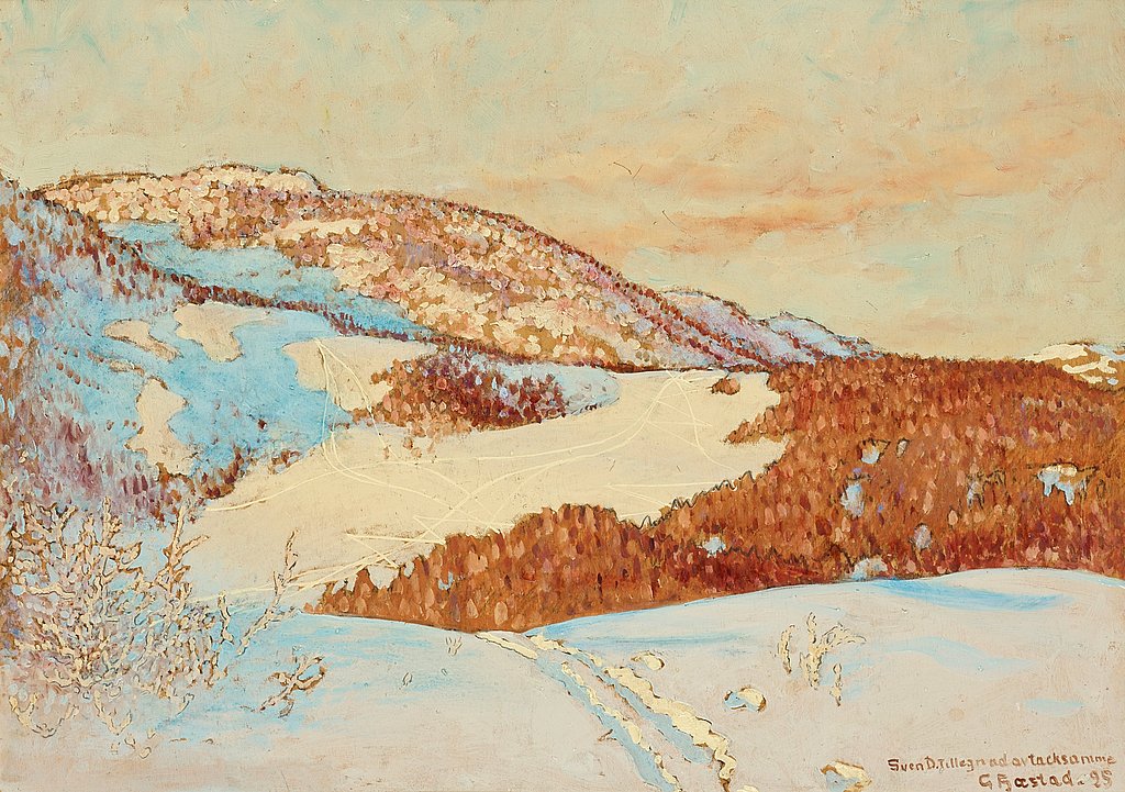 Gustaf Fjaestad, Ski tracks on the mountain. - Bukowskis