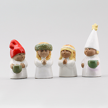 FIGURER, 4 st, stengods, "Advent" Lisa Larson, Gustavsberg, formgivna 1978. - Bukowskis