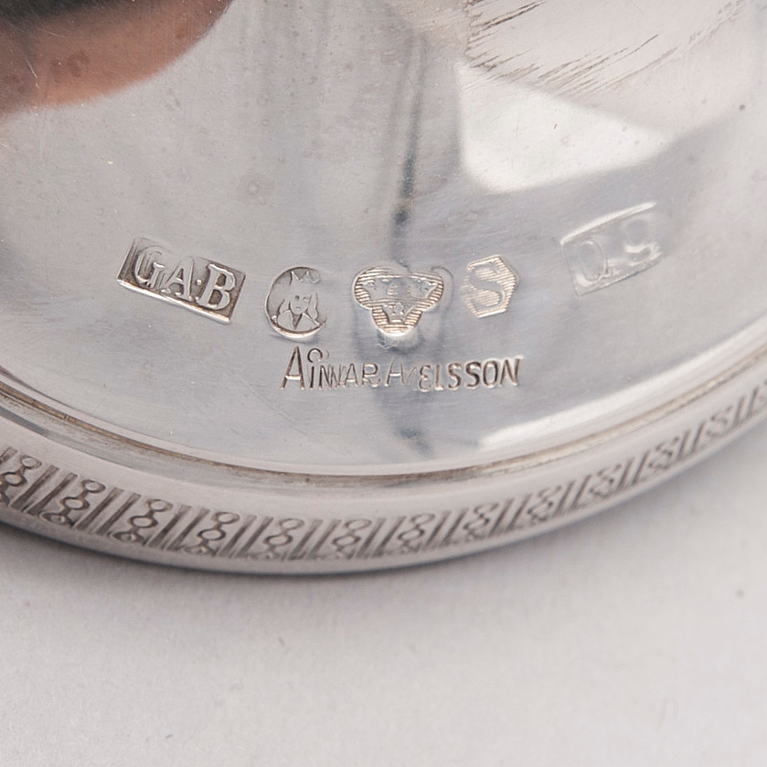 LJUSSTAKAR, ett par, silver, Ainar Axelsson för GAB, Stockholm 1966 ...