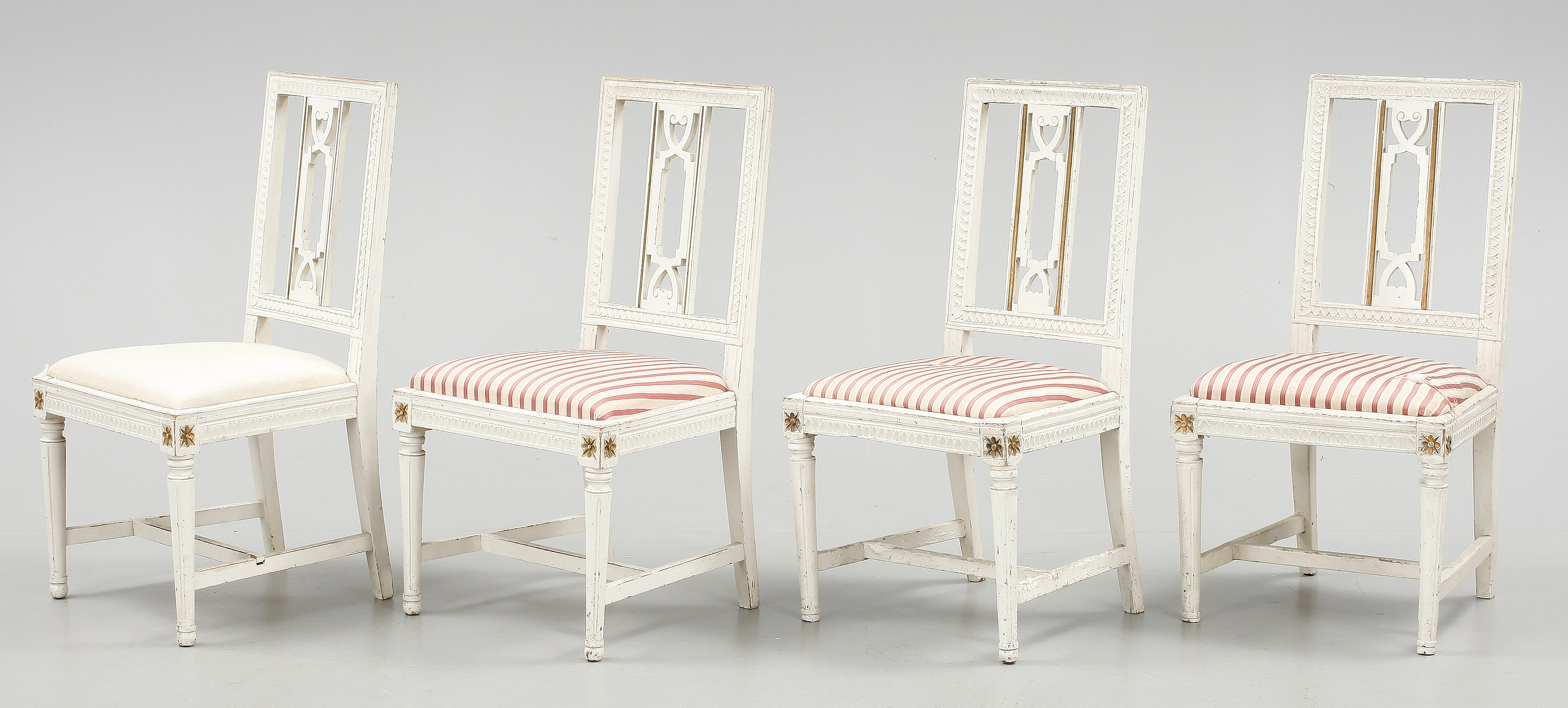 STOLAR, 2+2 stycken, gustavianska samt gustaviansk stil, 1800/1900-tal ...