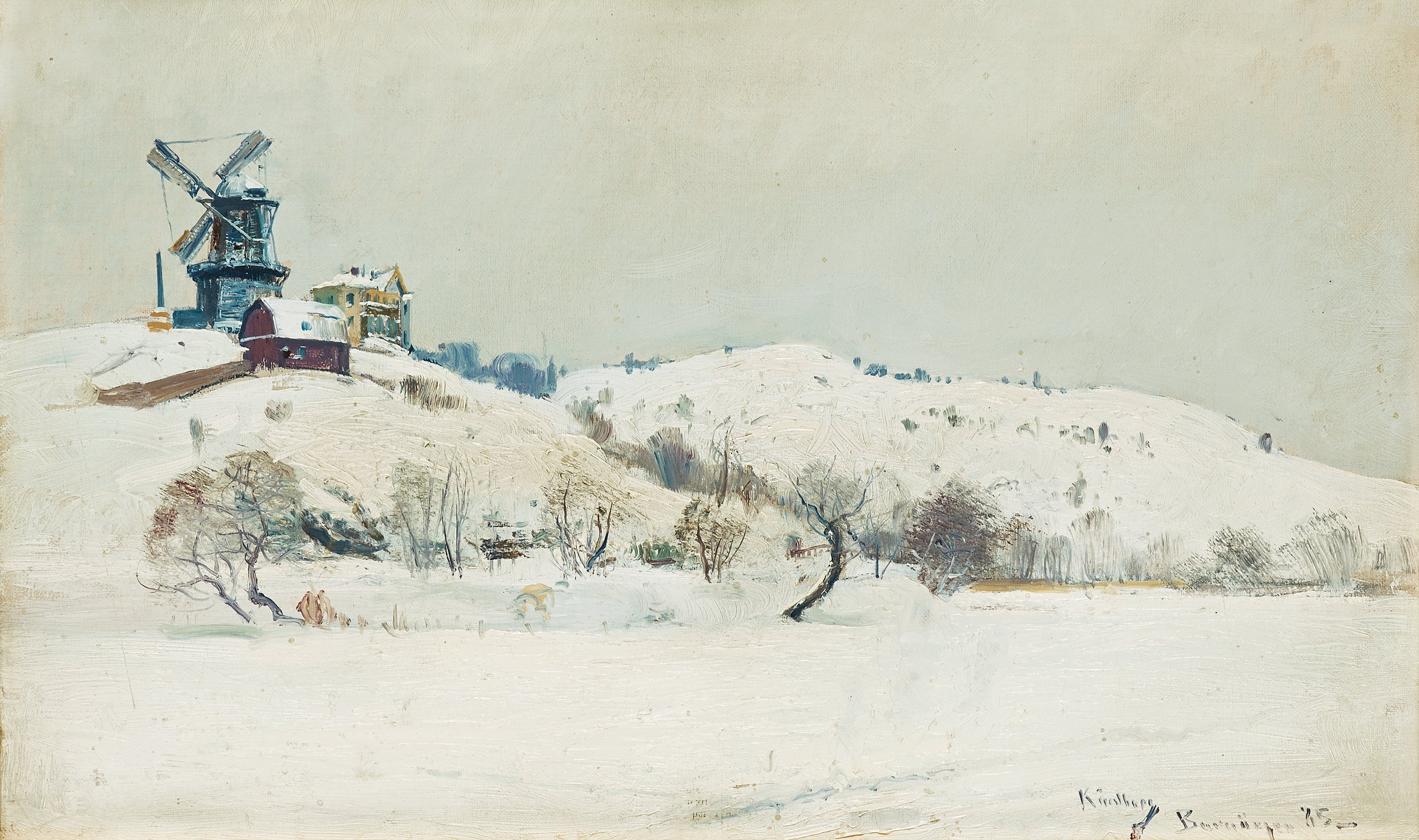 Johan (John) Kindborg, Winter scene from Barnängen, Stockholm. - Bukowskis