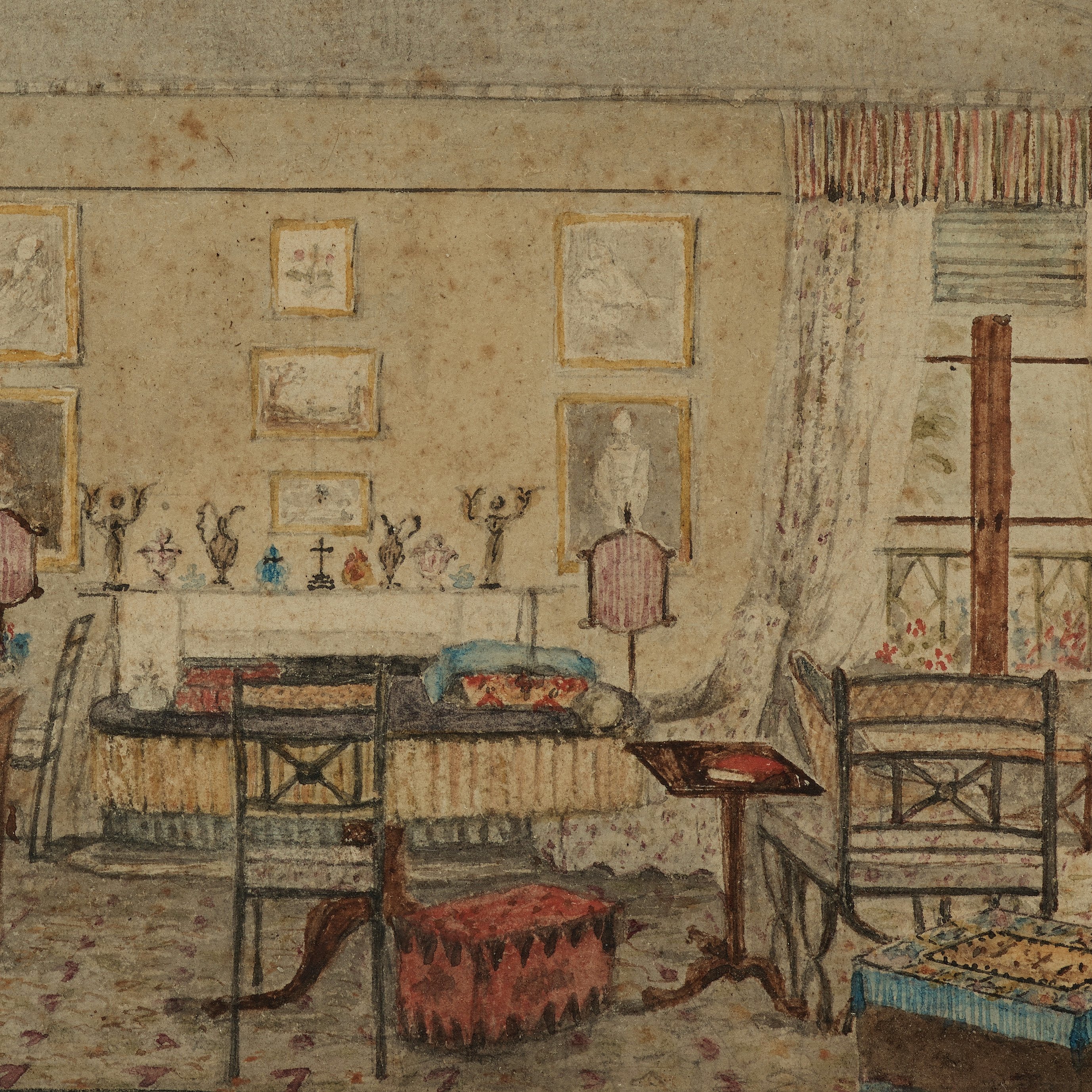 Maria Elisabeth Augusta (Lily) Cartwright, Drawing room at Aynhoe Park ...