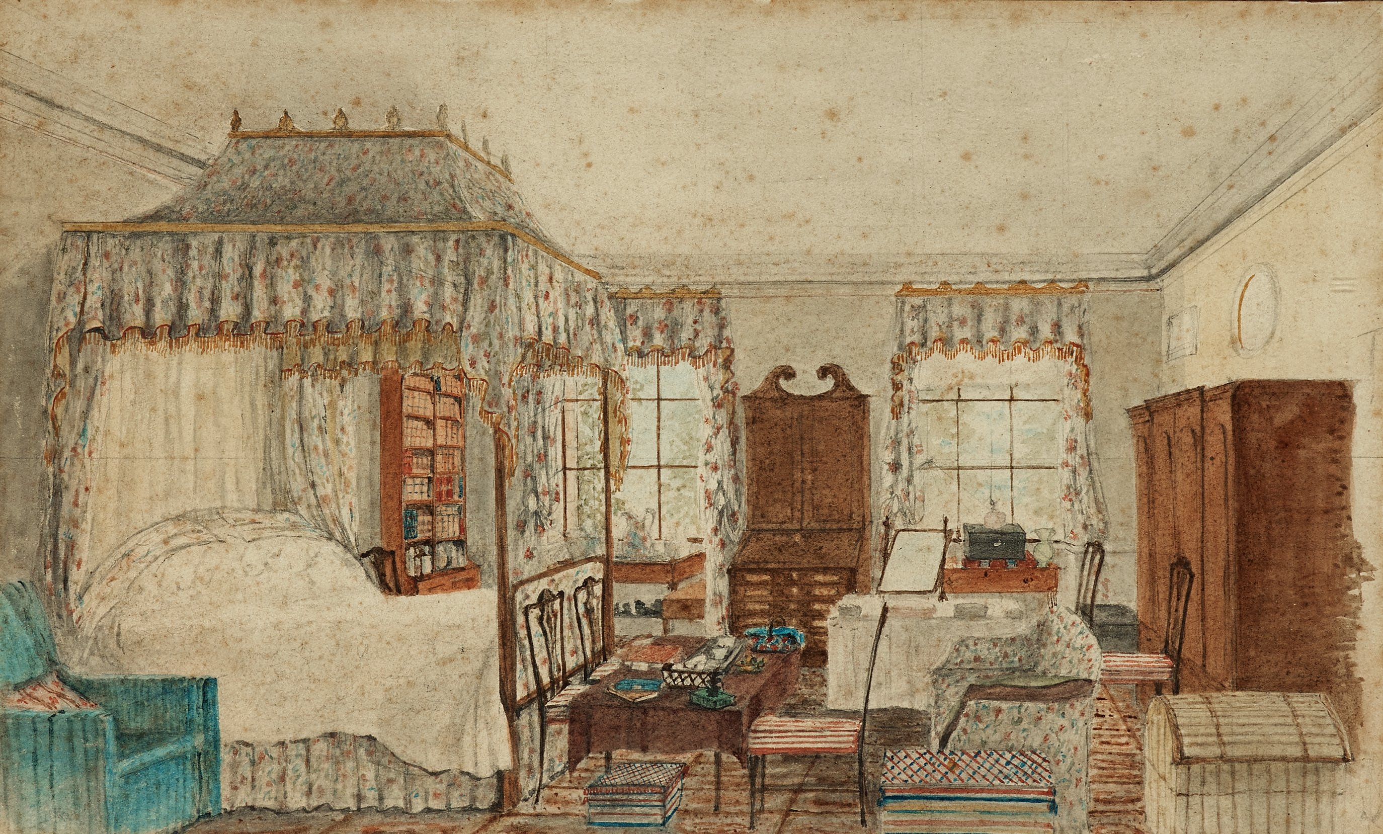 Maria Elisabeth Augusta (Lily) Cartwright, Bedchamber at Aynhoe Park ...