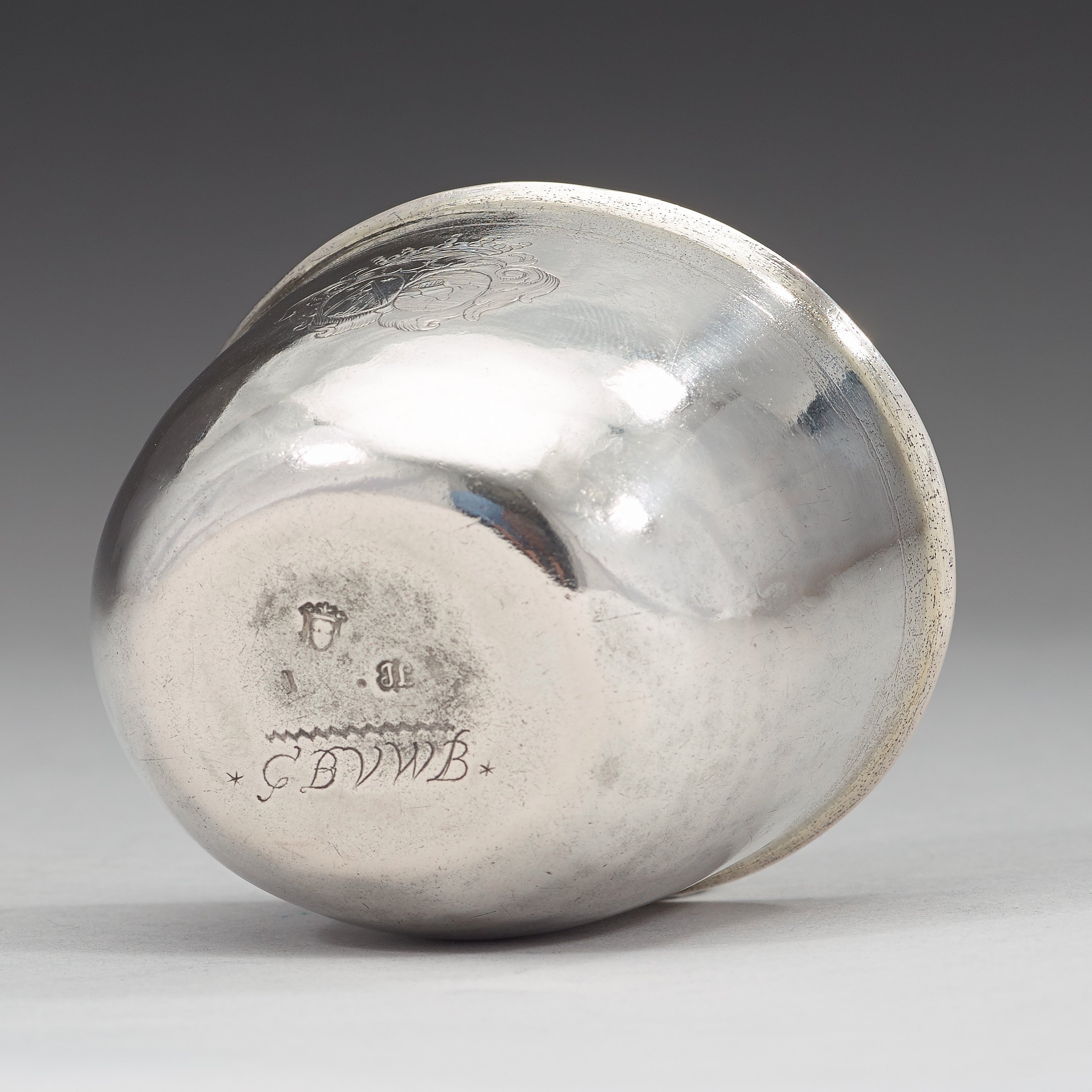 A Swedish 17th century parcel-gilt tumbler, marks of Johan Lund ...