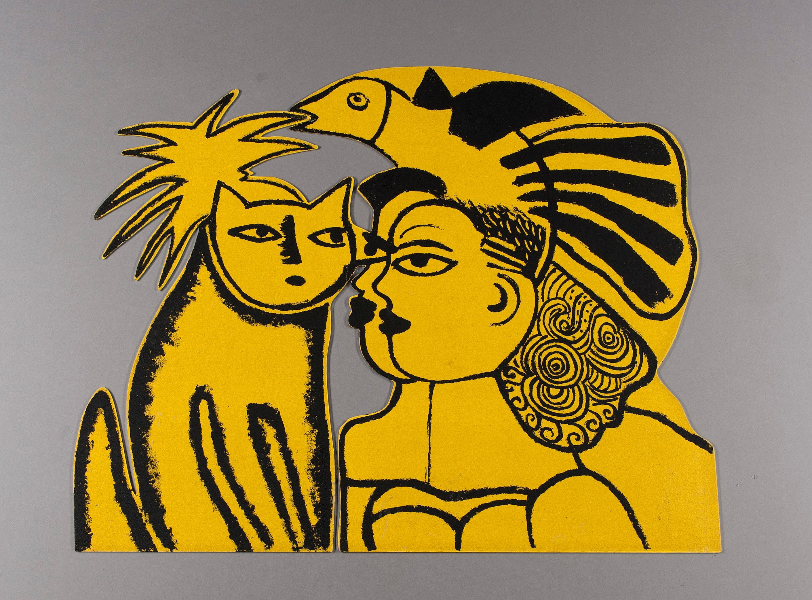 Beverloo Corneille, LADY, CAT AND BIRD. - Bukowskis