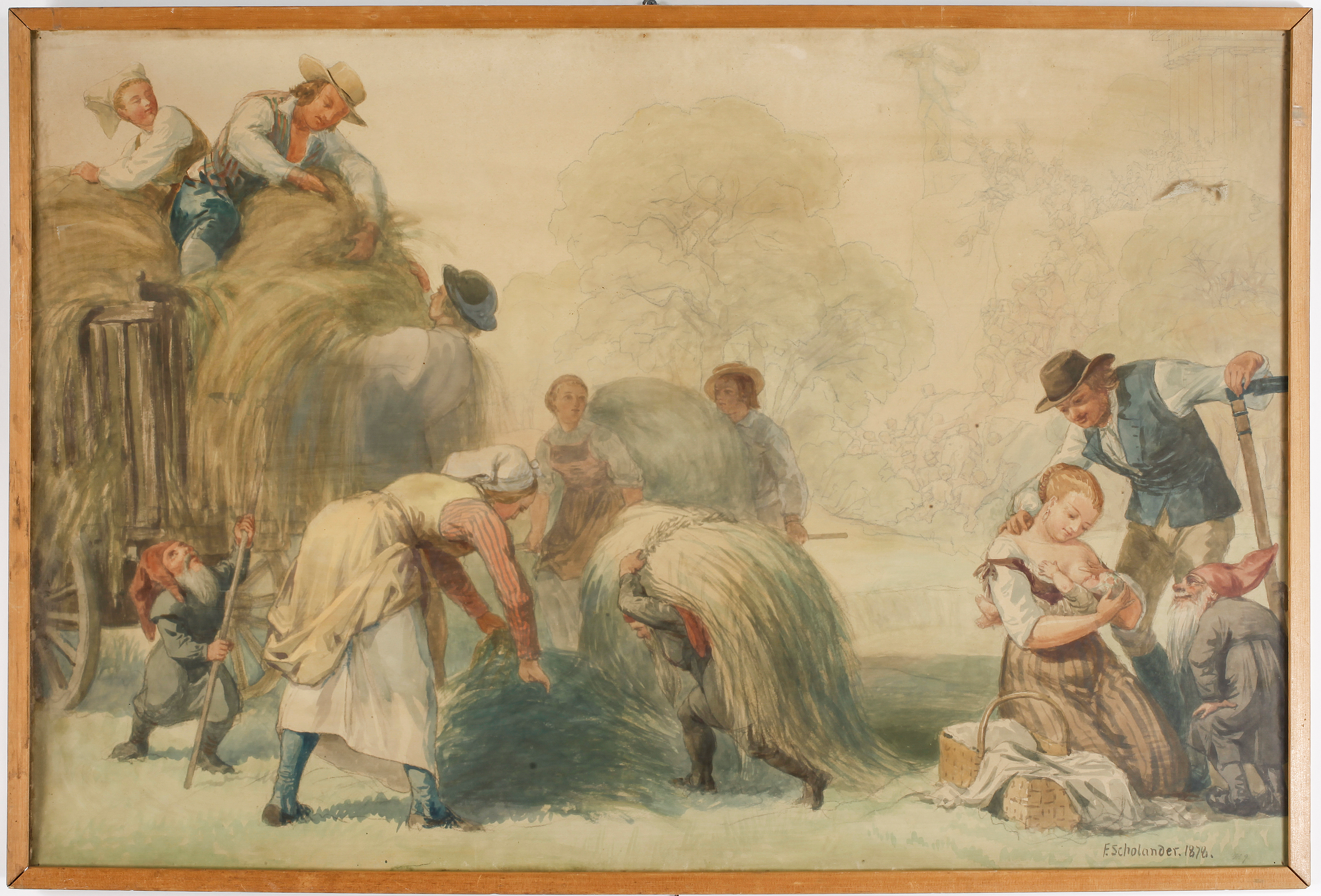 FREDRIK WILHELM SCHOLANDER, blandteknik, signerad, daterad 1878 ...