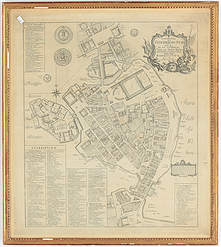 KARTA, Jonas Brolin, Grundritning öfver Stockholms Stad, 1771. - Bukowskis