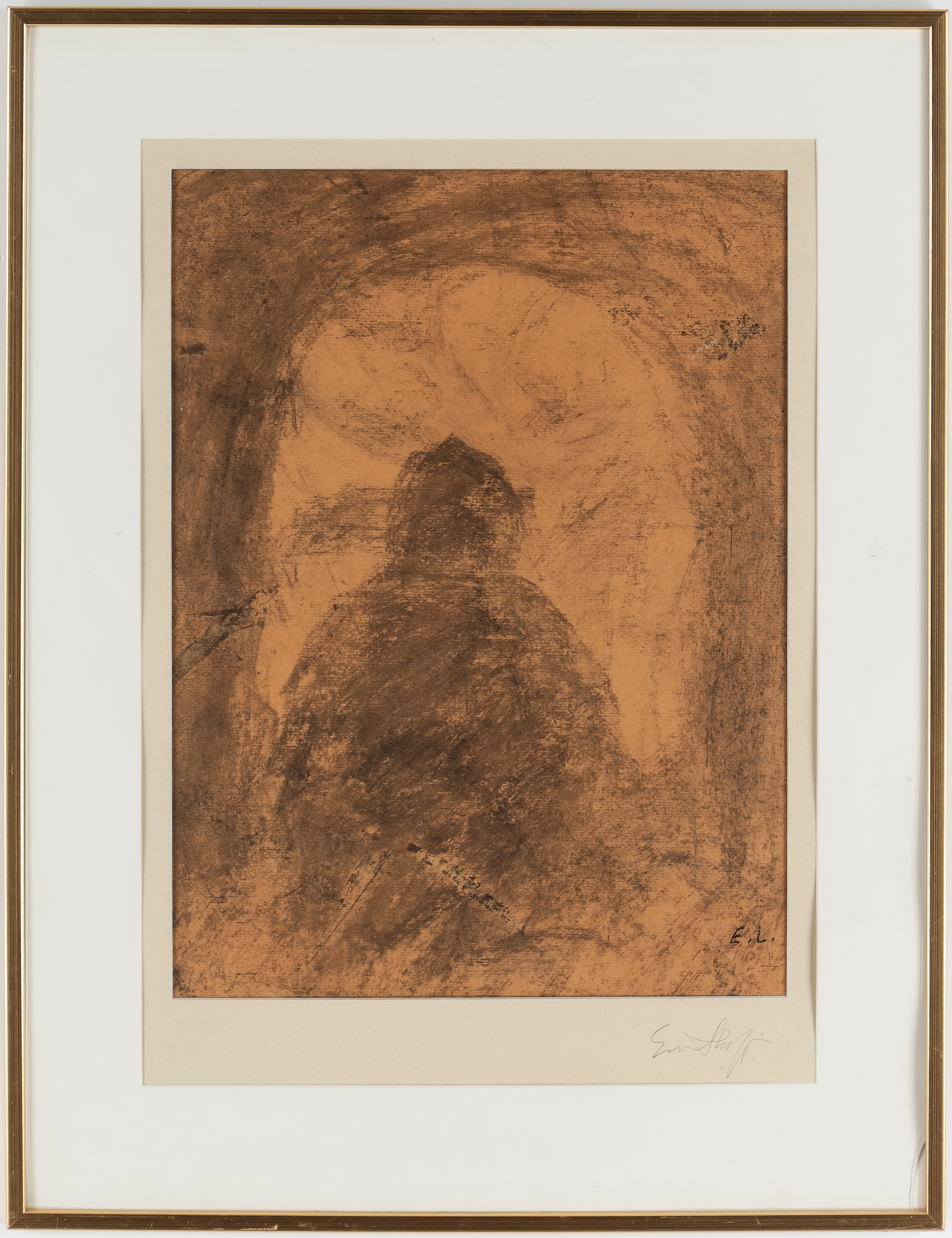 EVERT LUNDQUIST, kolteckning, monogramsign. - Bukowskis