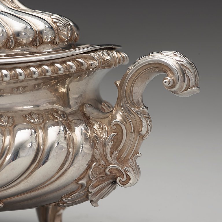 A pair of English mid 18th century silver tureens, marks of Frederick ...