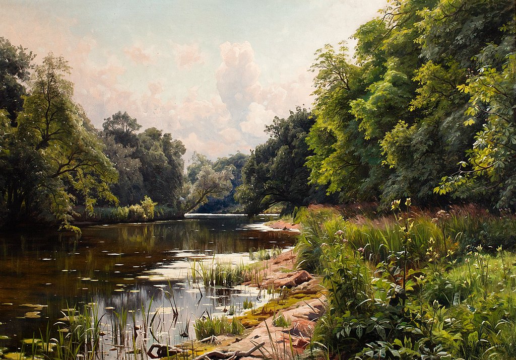 Peder Mork Mönsted, SUMMER DAY BY THE RIVER. - Bukowskis