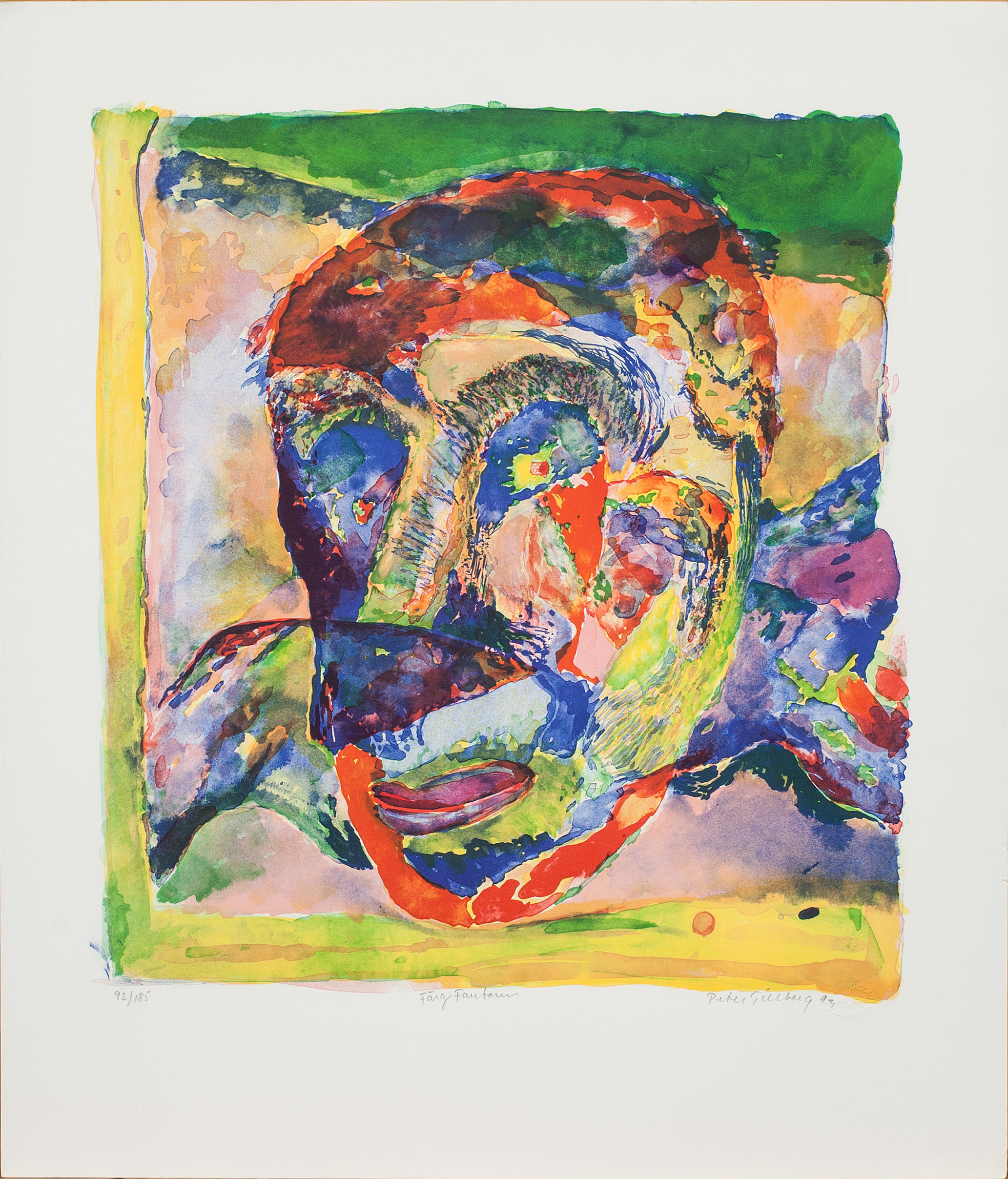 PETER TILLBERG, färglitografier, 2 st, signerade, daterade -93 och ...