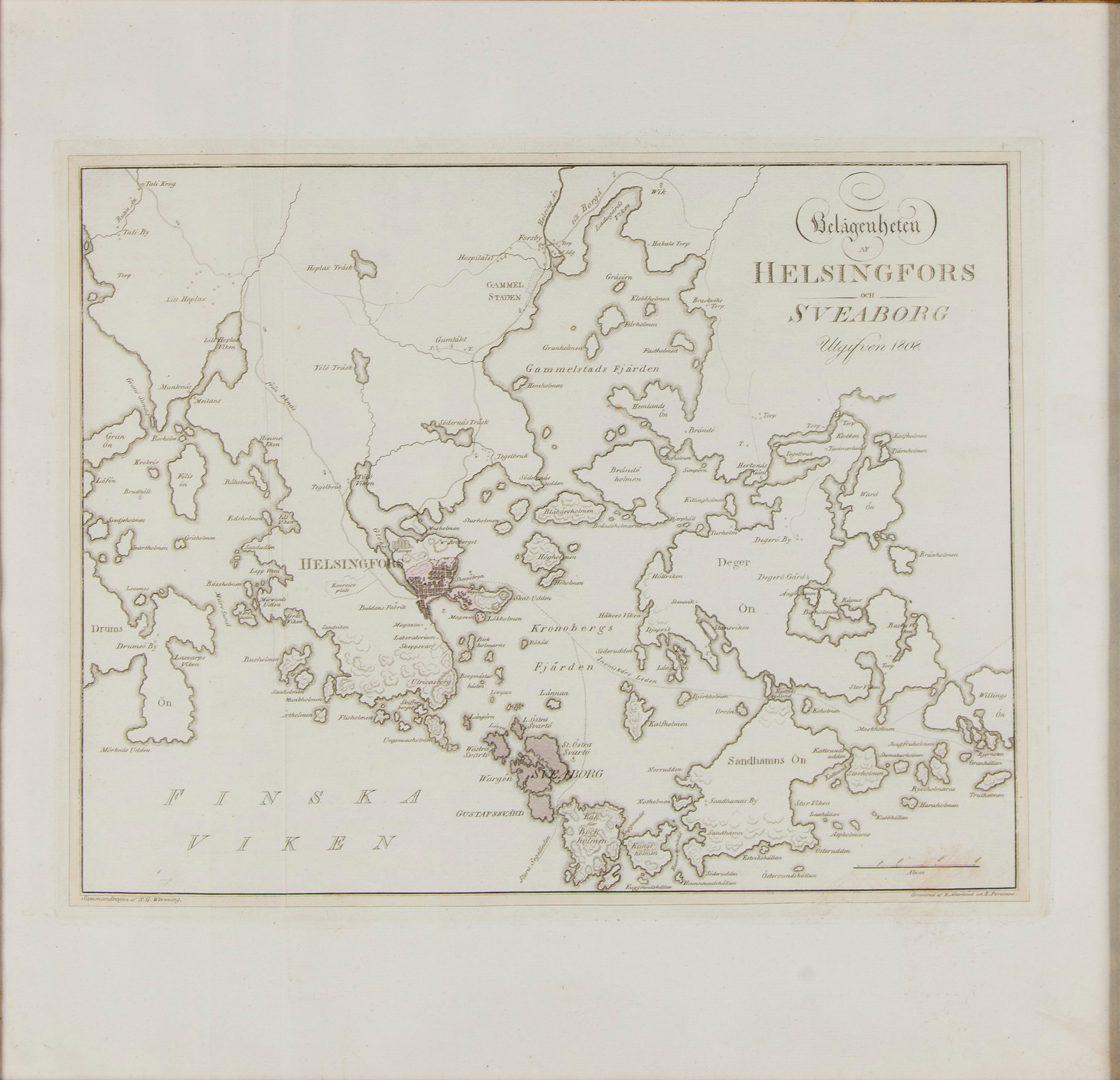 A MAP, Belägenheten af Helsingfors och Sveaborg, utgifen 1808. - Bukowskis