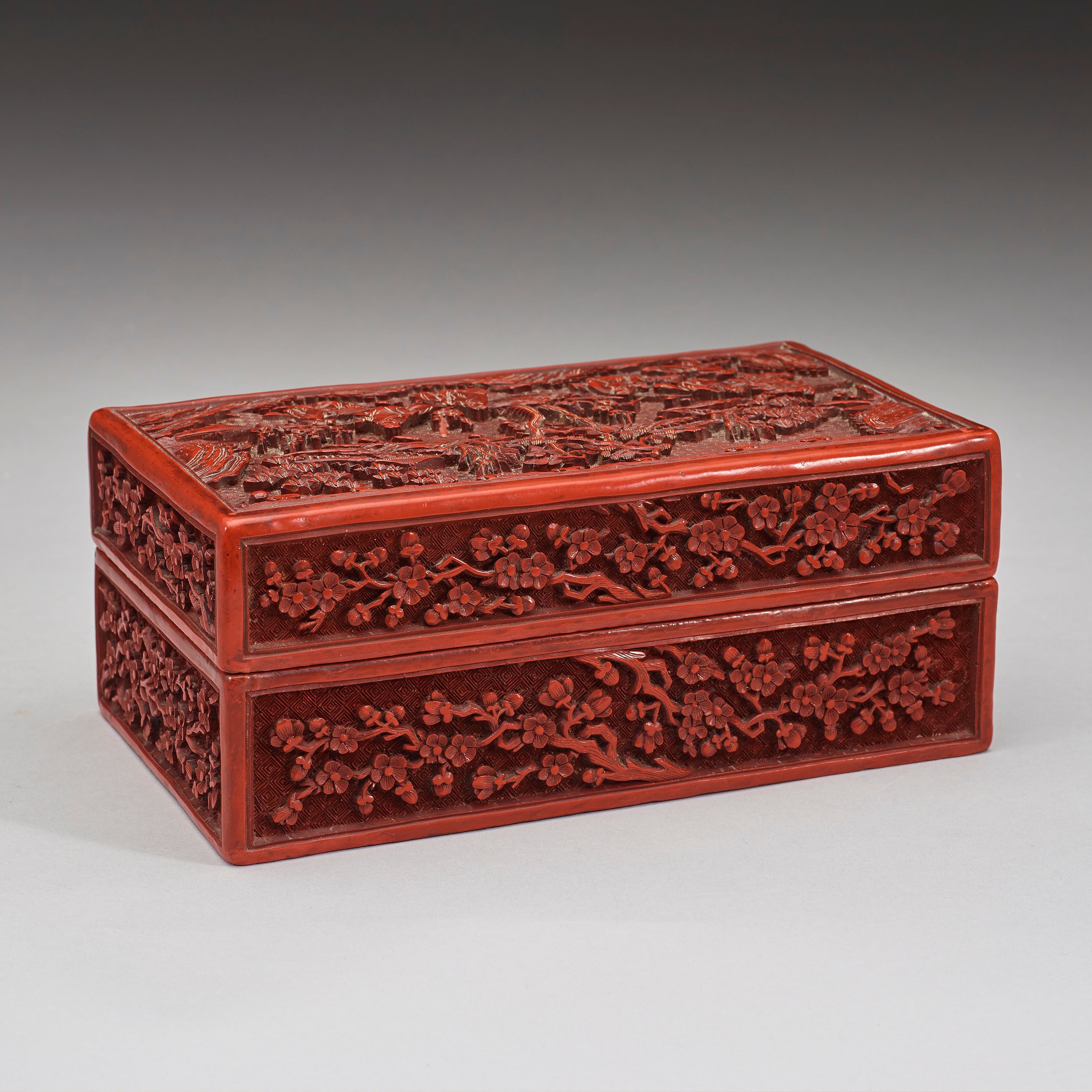 A red lacquer box with cover, Qing dynasty presumably 19th century ...