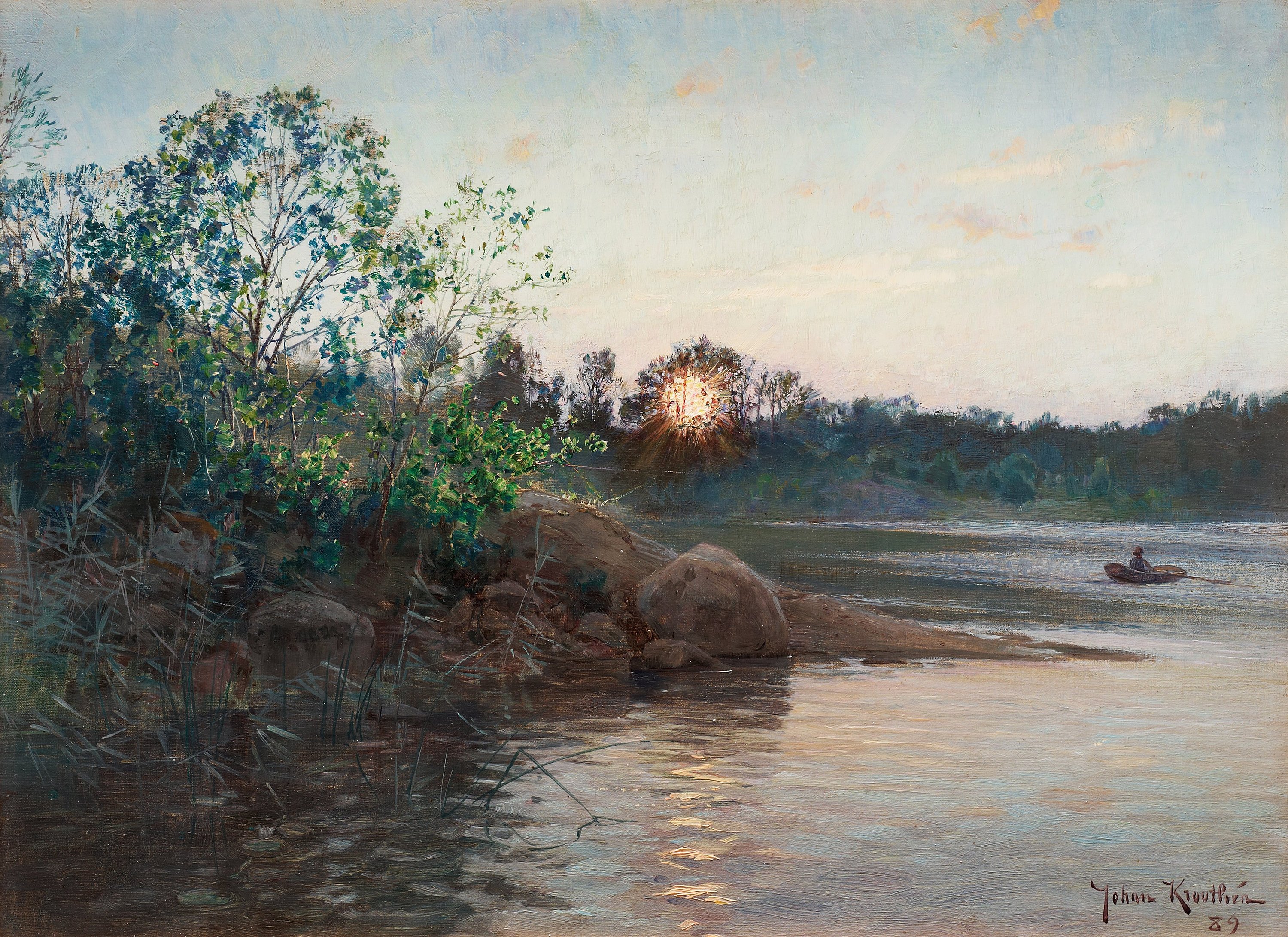 Johan Krouthén, Sun setting by the lake. - Bukowskis