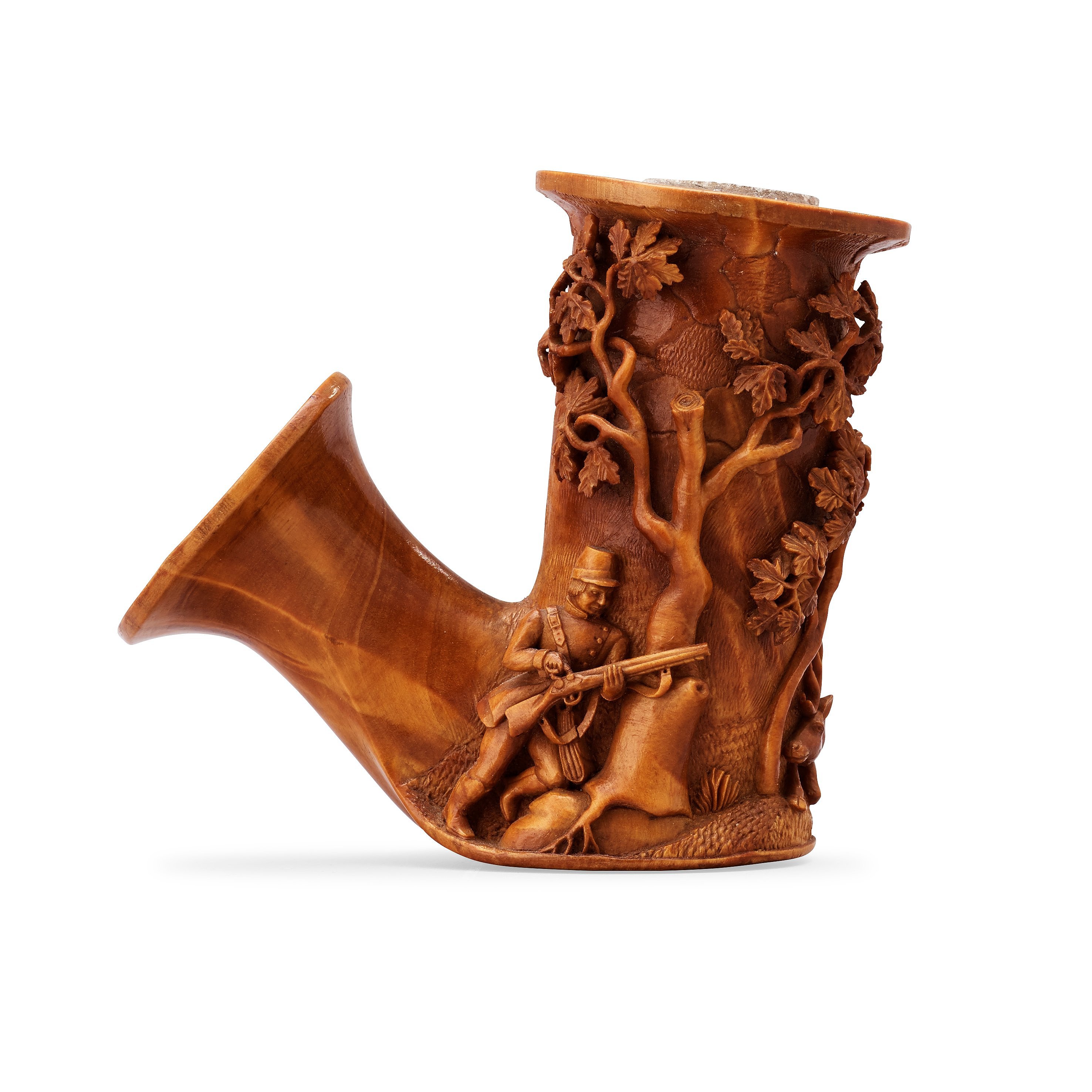 A Swedish 19th century carved wooden pipe bowl by S. Isberg . - Bukowskis