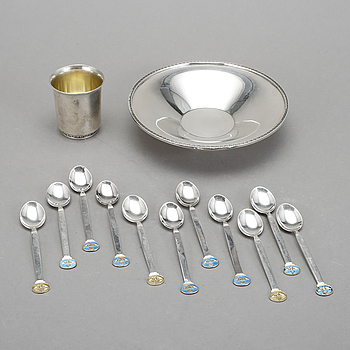 PARTI SILVER, 13 del, bland annat fat samt bägare, Borgila, Stockholm ...