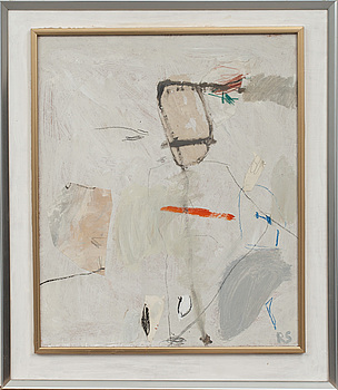 ROGER SIMONSSON, monogramsignerad RS, oljemålning med collage. - Bukowskis