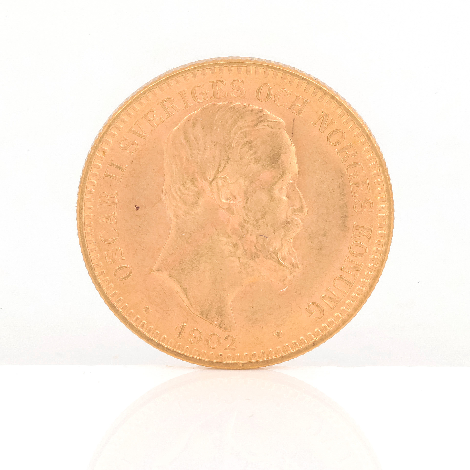 GULDMYNT, 20 kronor, Oscar II av Sverige och Norge 1902. Vikt ca 9 gram ...