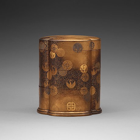 A Japanese tiered lacquered box with cover, period of Meiji (1868-1912 ...