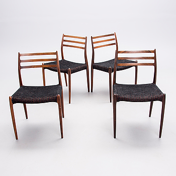 STOLAR, 4 st, modell 78, Niels Ole Møller, JL Møller, Danmark 1960-tal ...