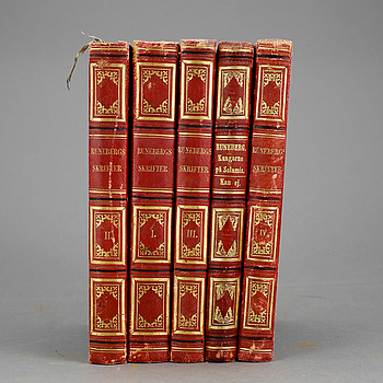 JOHAN LUDVIG RUNEBERG, 5 vol, samlade verk, I-V, Örebro 1851-63 ...