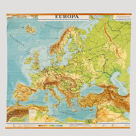 EUROPAKARTA, 1939, tryckt på papper, Bengtssons litografiska, Stockholm ...
