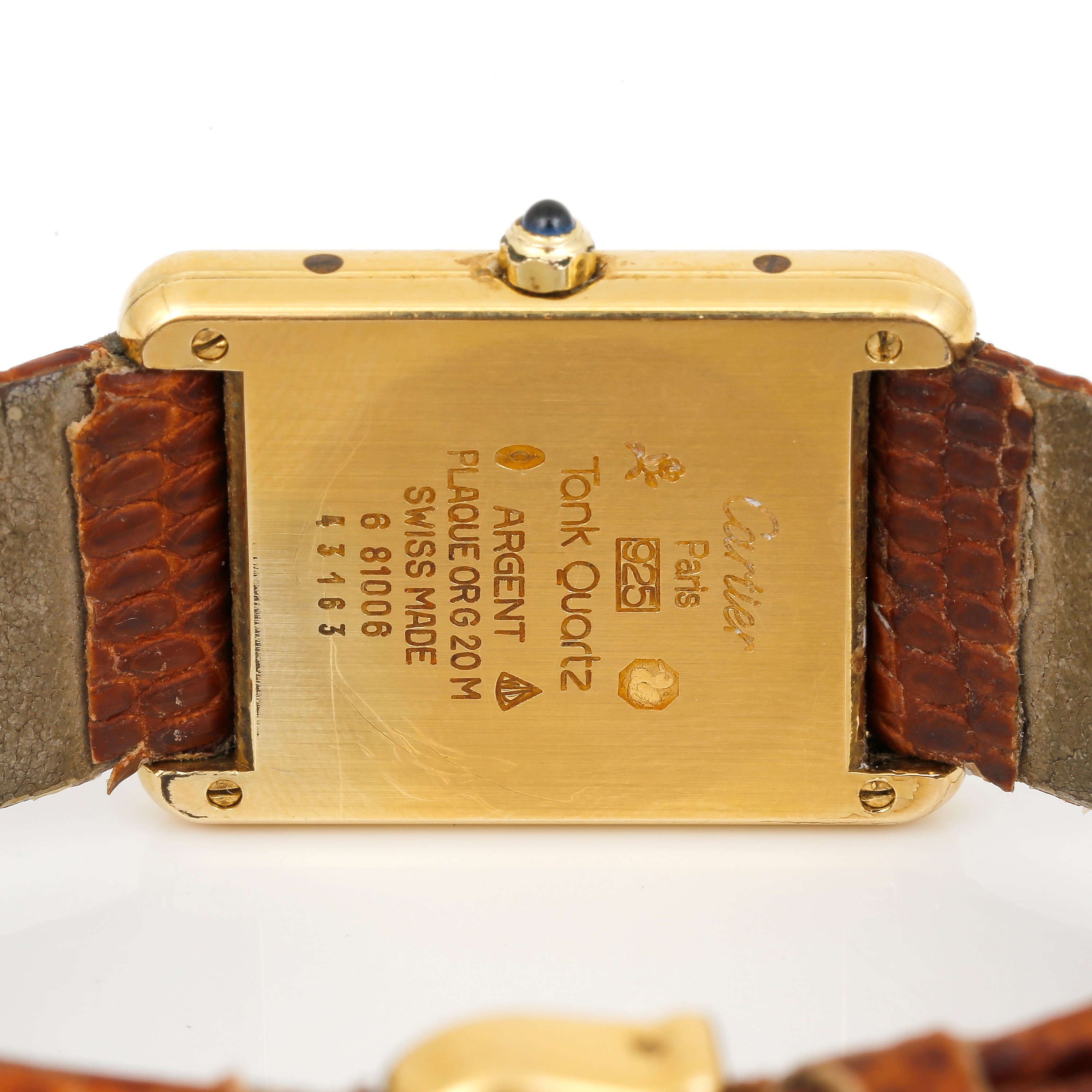 DAMARMBANDSUR, förgyllt sterlingsilver "Tank", Must de Cartier. - Bukowskis